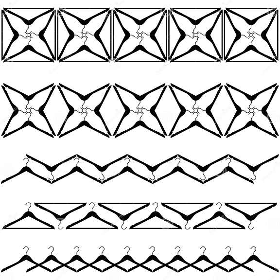 Set of Borders with Coat Hangers Pattern Stock Vector - Illustration of ...