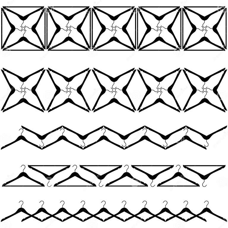 Set of Borders with Coat Hangers Pattern Stock Vector - Illustration of ...