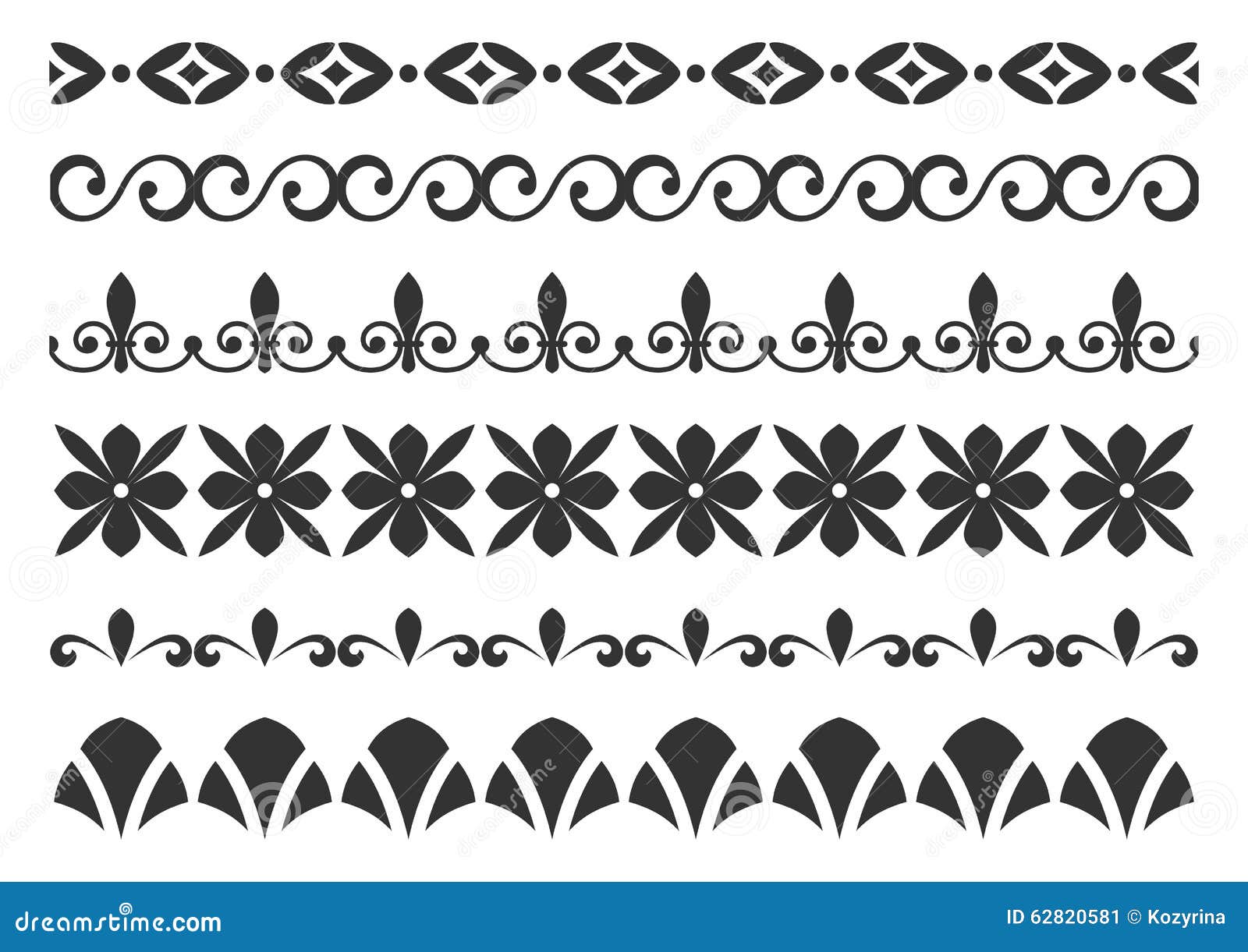 Set of borders for design stock vector. Illustration of border - 62820581