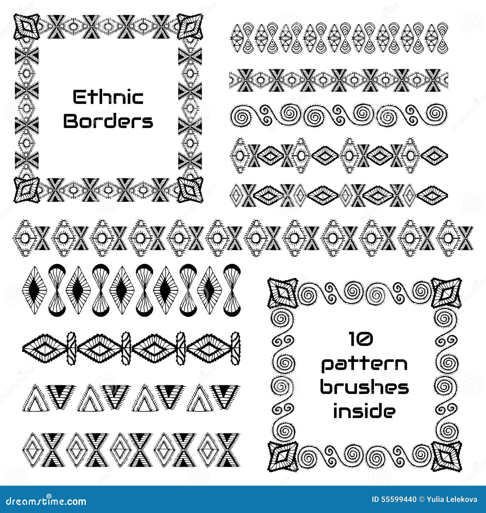 Set of Borders in Ethnic Style Stock Vector - Illustration of culture ...