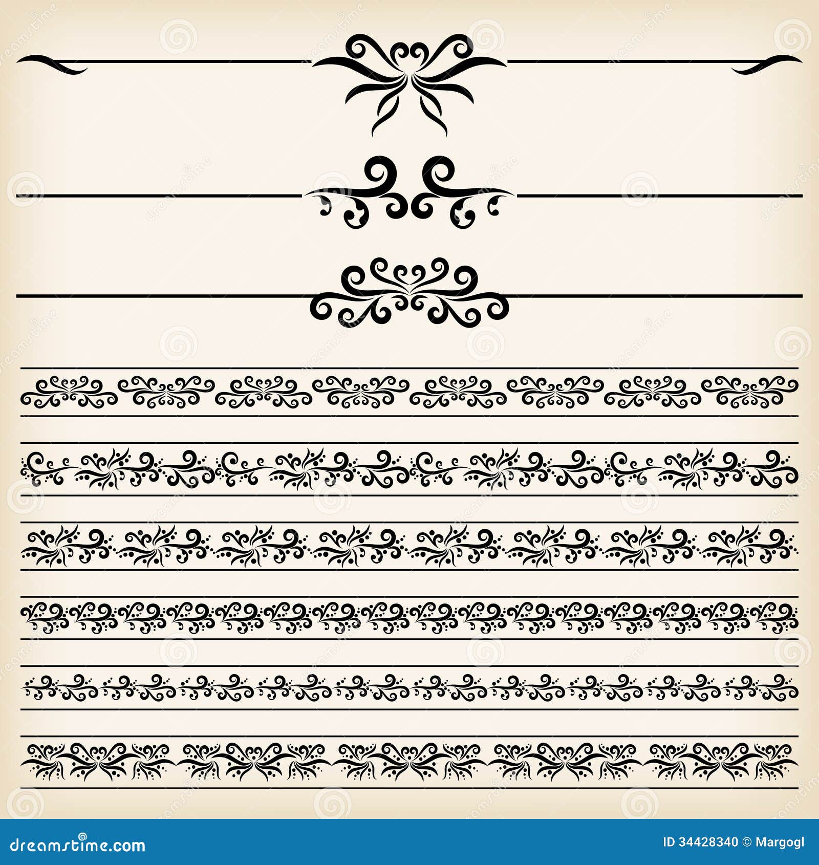 Set of borders. stock vector. Illustration of ornamentation - 34428340