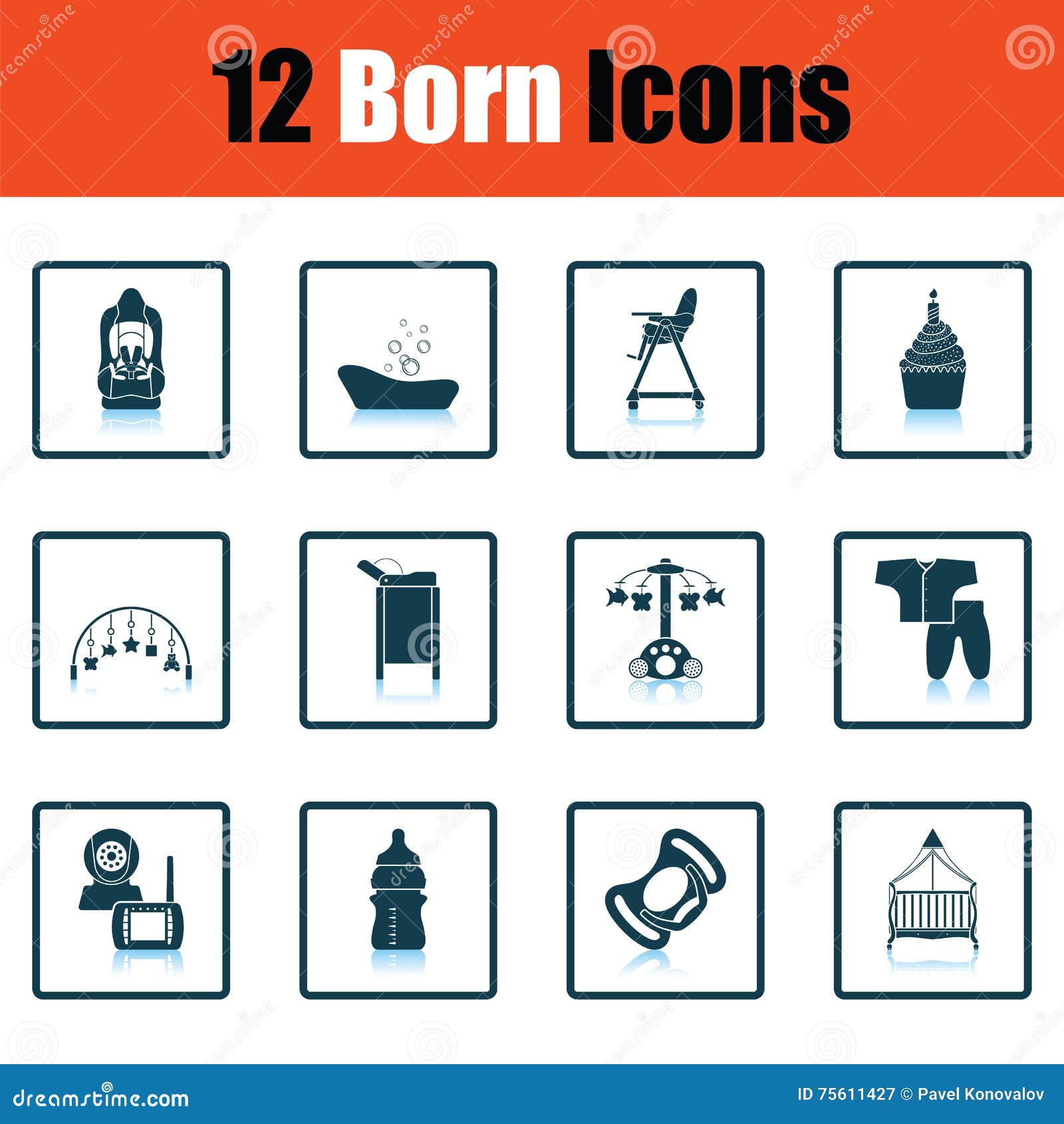 Set of born icons stock vector. Illustration of family - 75611427