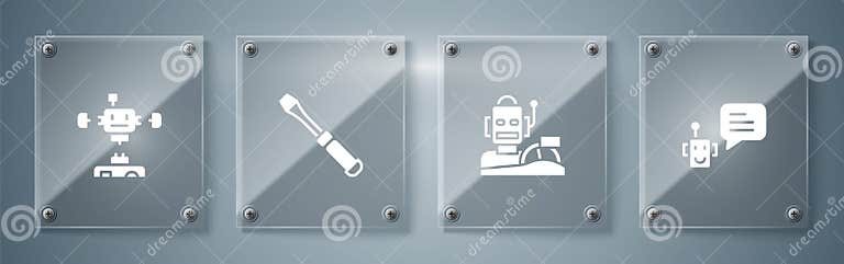 Set Bot, Robot Humanoid Driving a Car, Screwdriver and Disassembled ... Set Bot, Robot Humanoid Driving a Car, Screwdriver and Disassembled ...