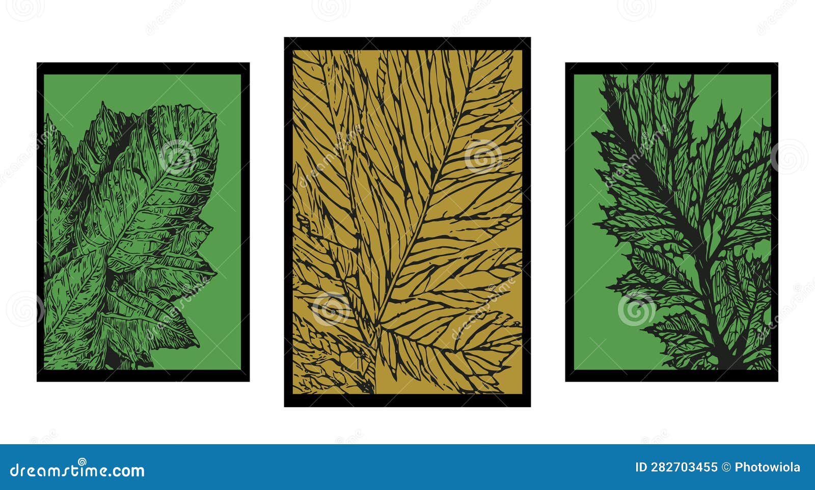 Set of 3 Botanical Printable Illustrations Stock Vector - Illustration ...