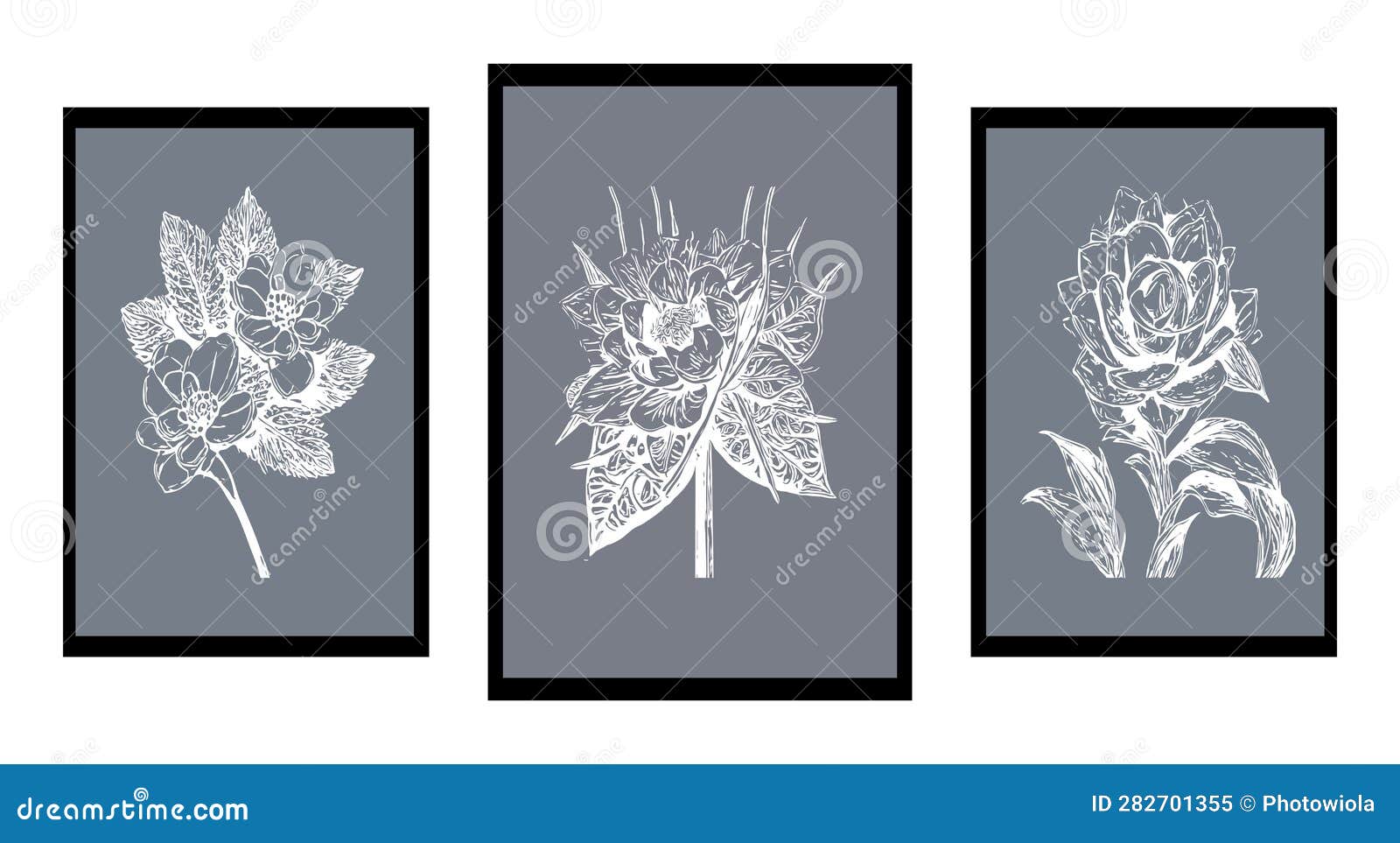 Set Of 3 Botanical Printable Illustrations | CartoonDealer.com #282701942