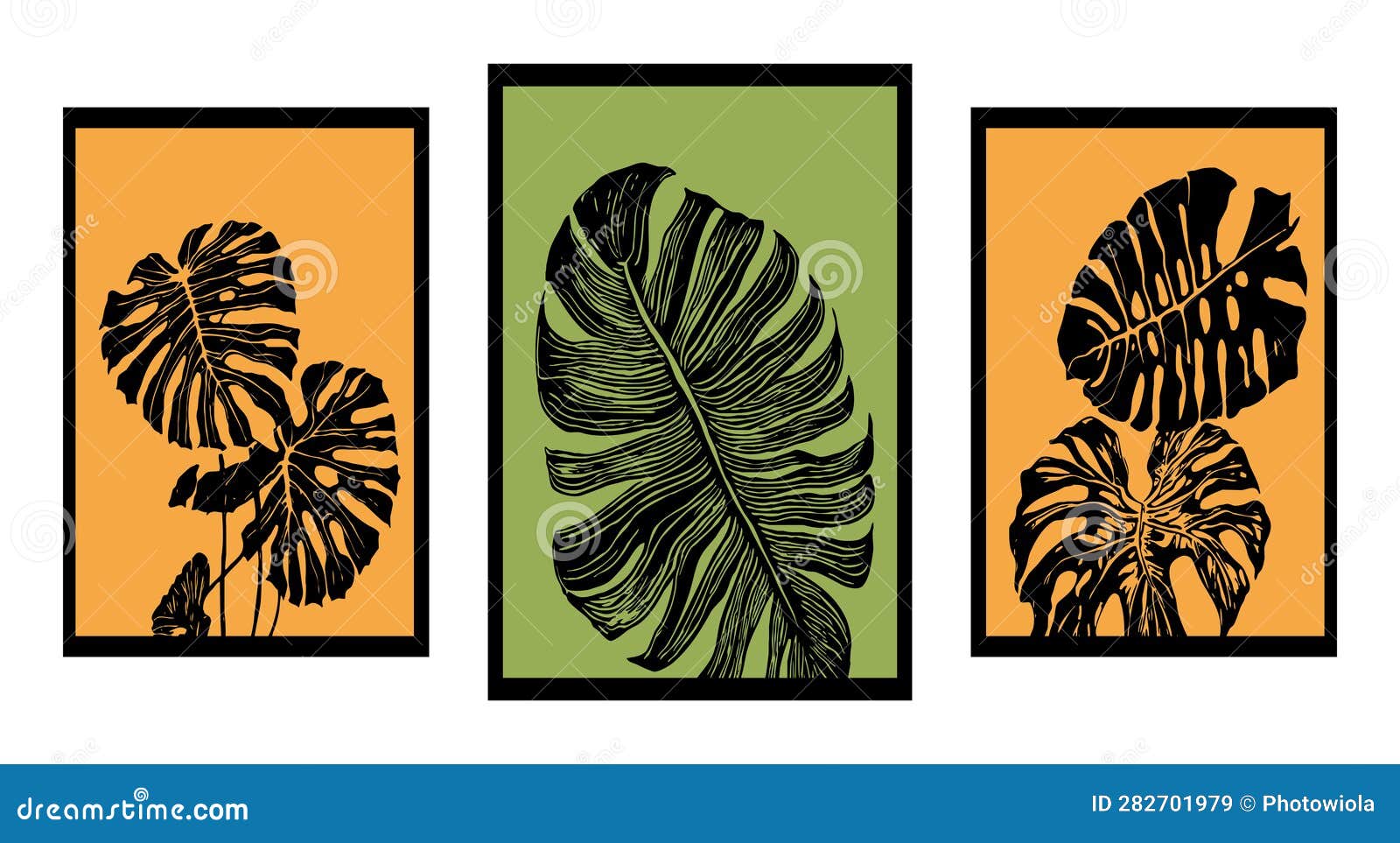Set Of 3 Botanical Printable Illustrations Cartoon Vector ...
