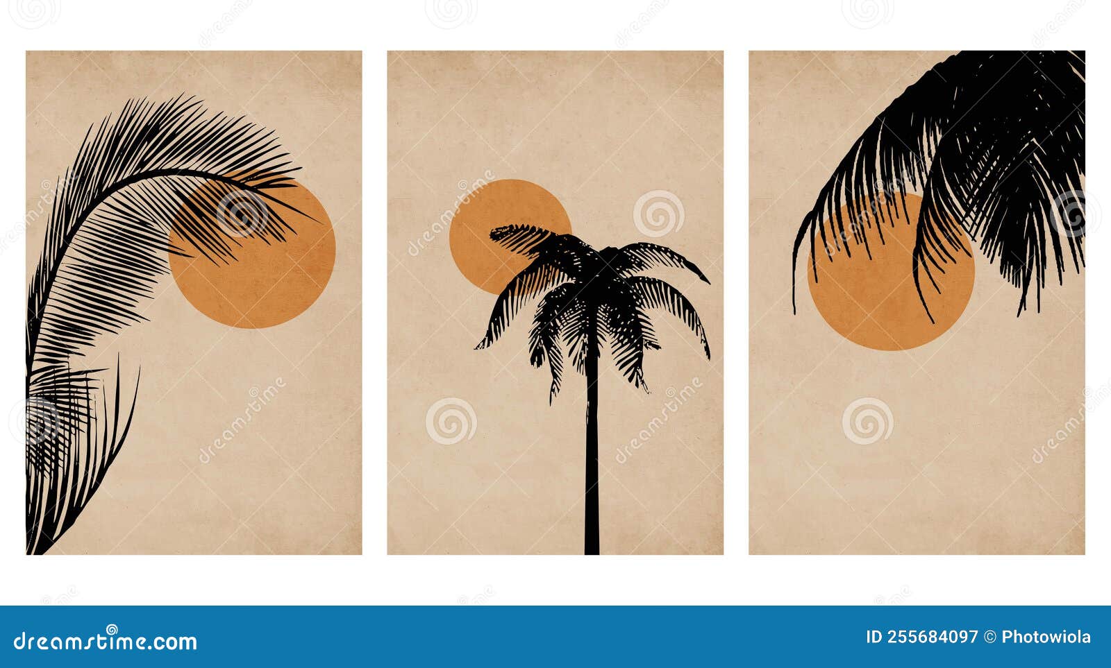 Set of 3 Botanical Wall Art. Line Art Tropical Drawing Stock Vector ...
