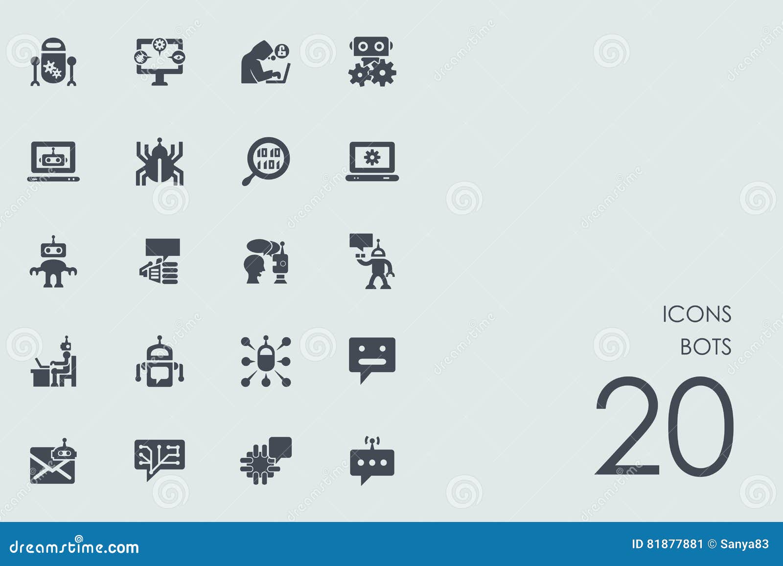 Set of bots icons stock vector. Illustration of design - 81877881