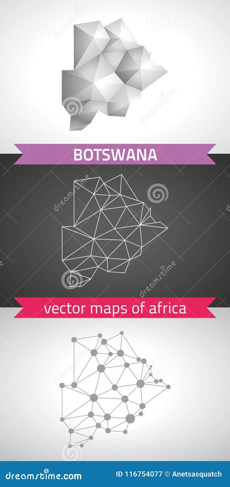 Modern Map - Botswana With Districts BW Cartoon Vector | CartoonDealer ...