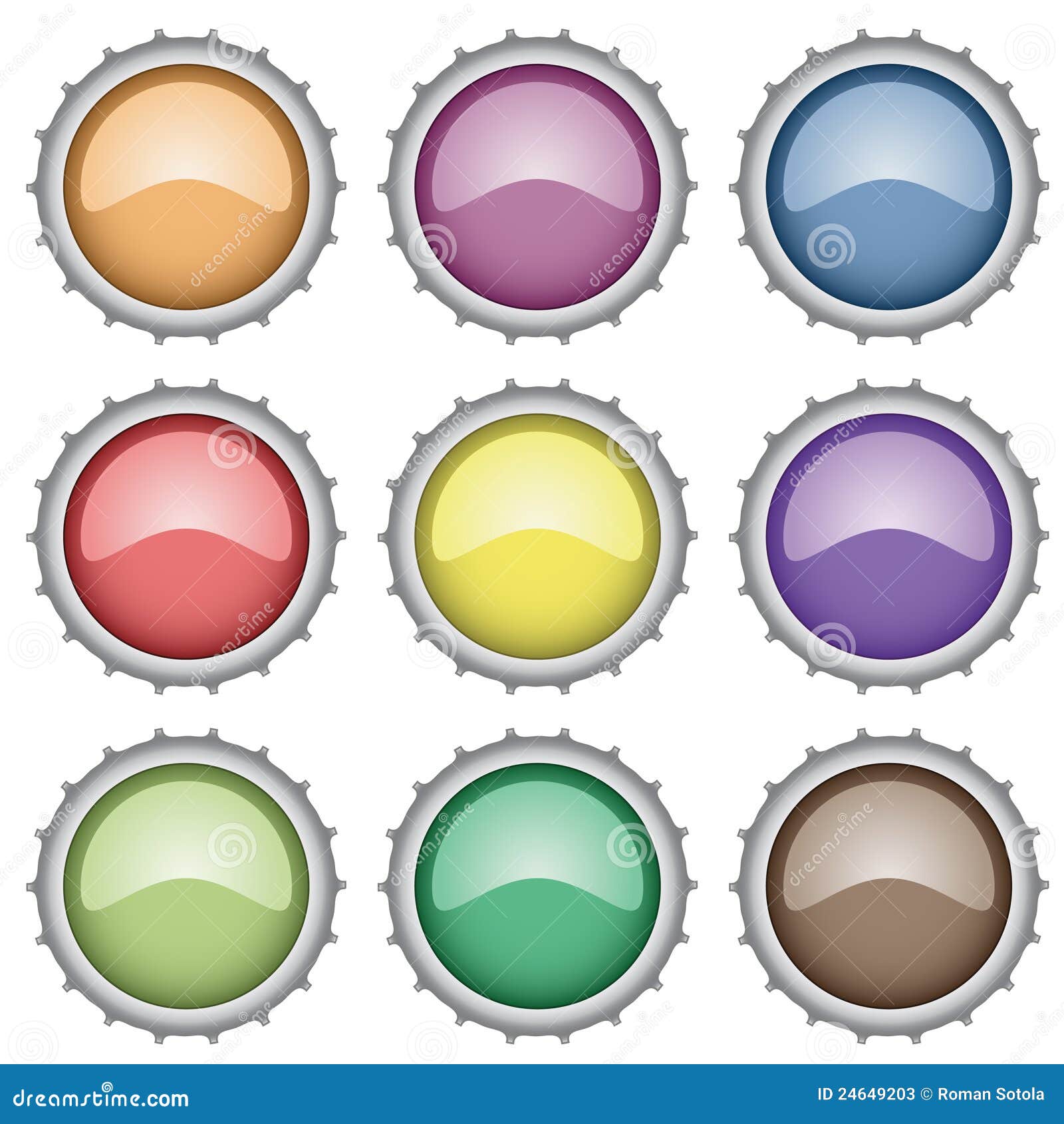 Set of bottle caps stock vector. Illustration of orange - 24649203