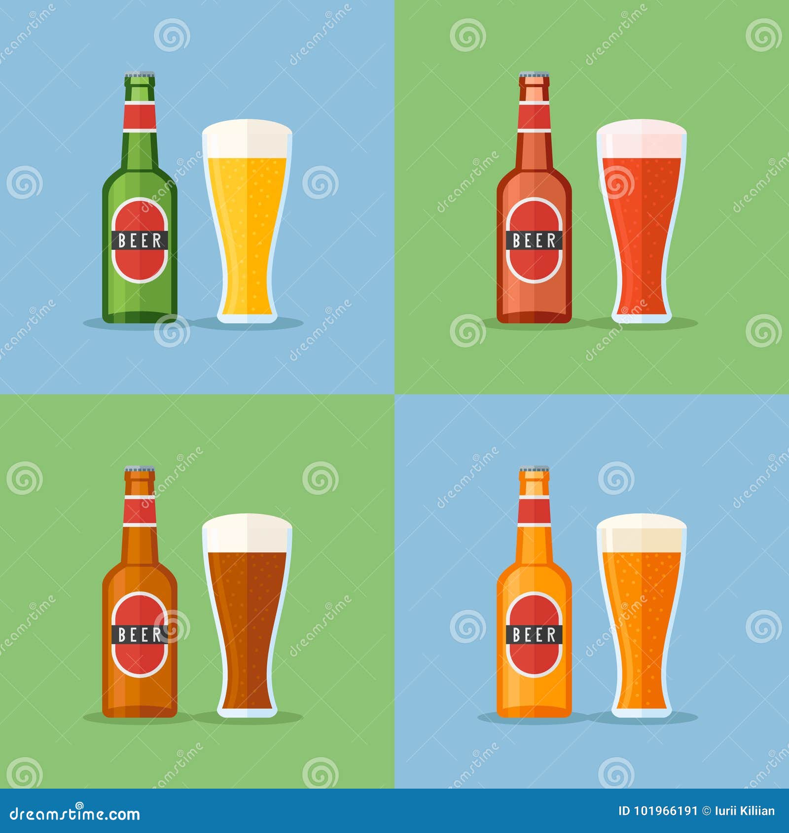 Beer Flat Design Vector Illustration. Vector Cartoon Cute And Kawaii ...
