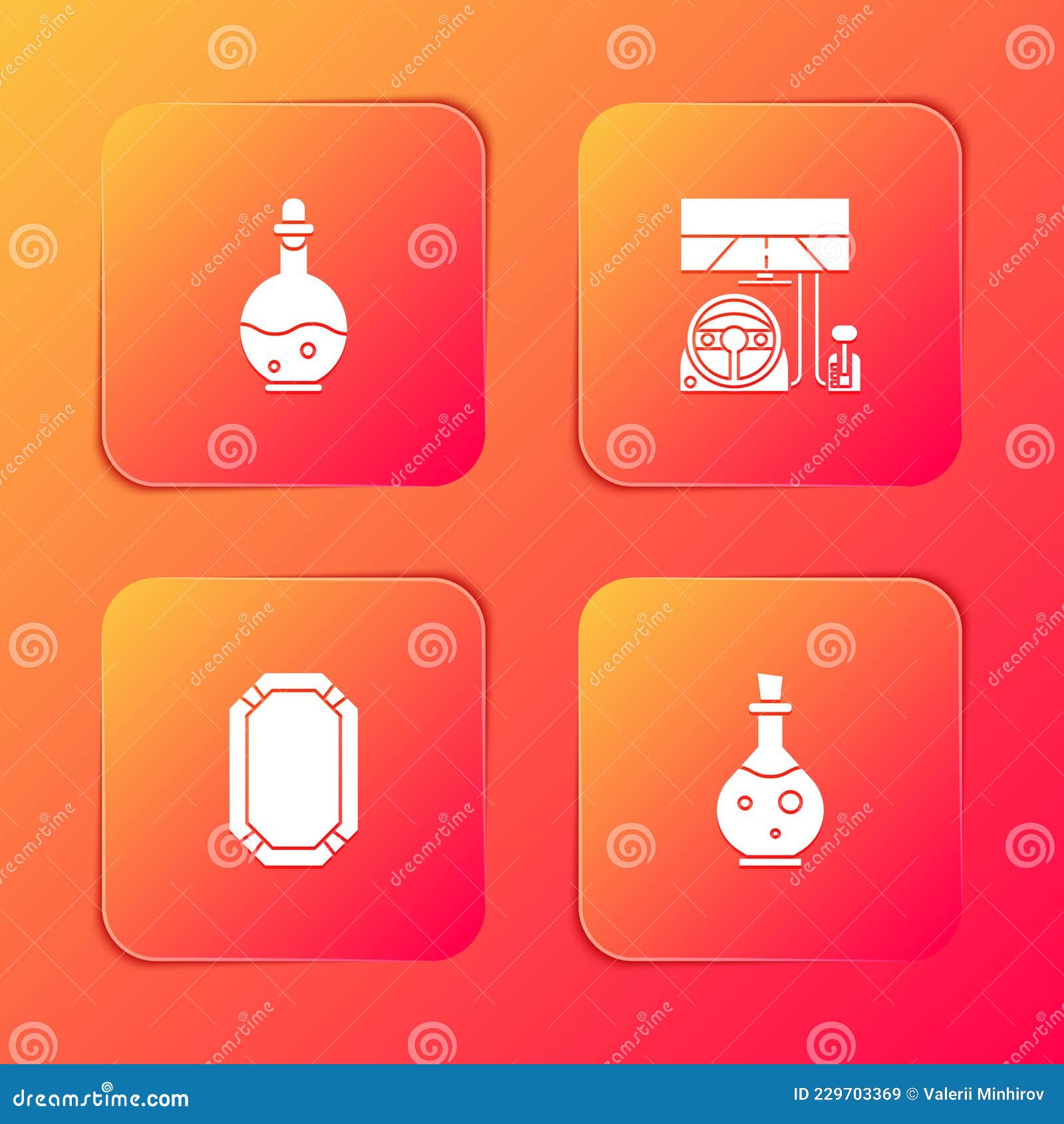 Set Bottle with Magic Elixir, Racing Simulator Cockpit, Poker Table and ...