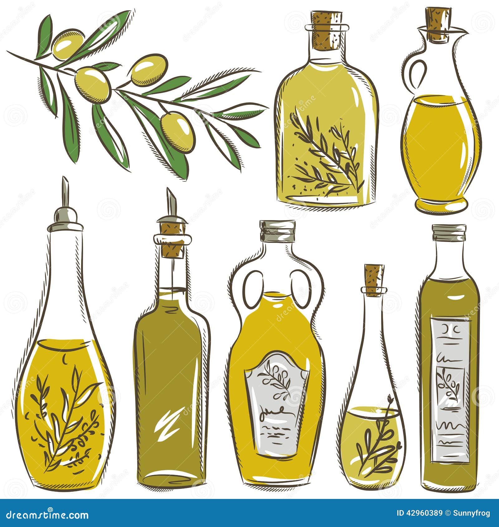 Set Of Bottle For Olive Oil, Vector Stock Vector - Image: 42960389