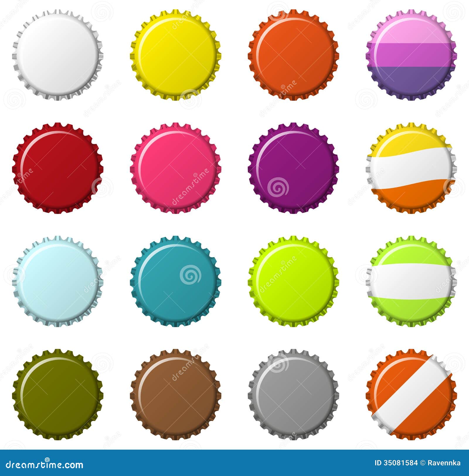 Set of bottlecaps stock vector. Illustration of pattern - 35081584