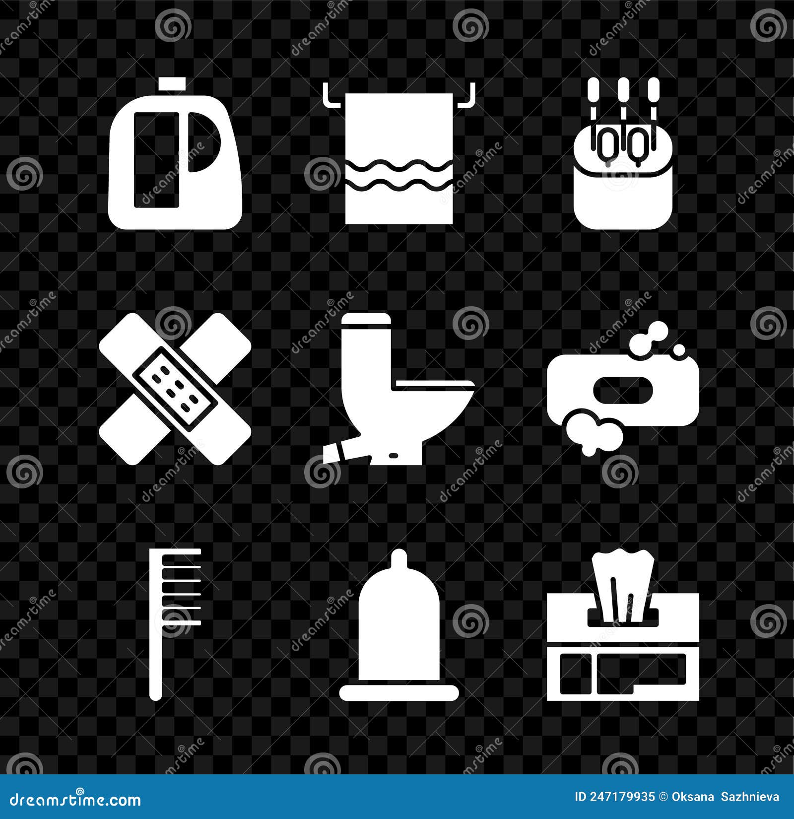 Set Bottles For Cleaning Agent Towel On Hanger Cotton Swab Ears