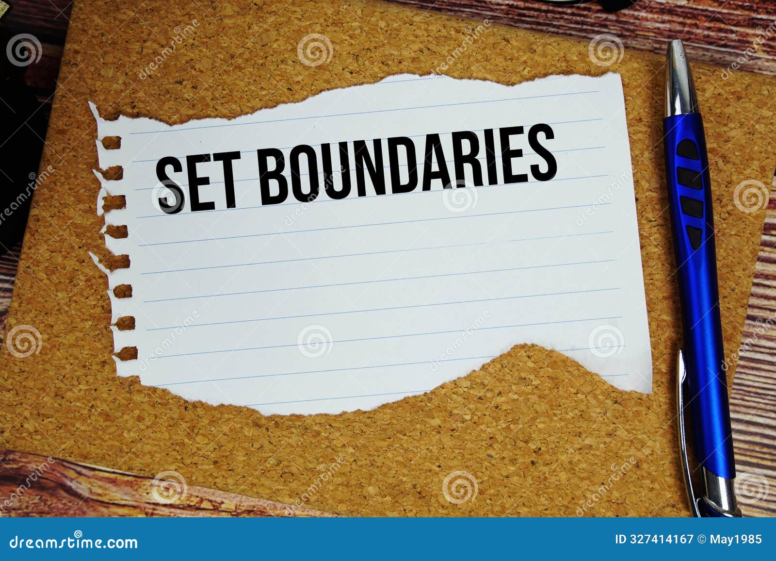 Set Boundaries Text Written on Paper Torn with Pen Top View on Wooden ...