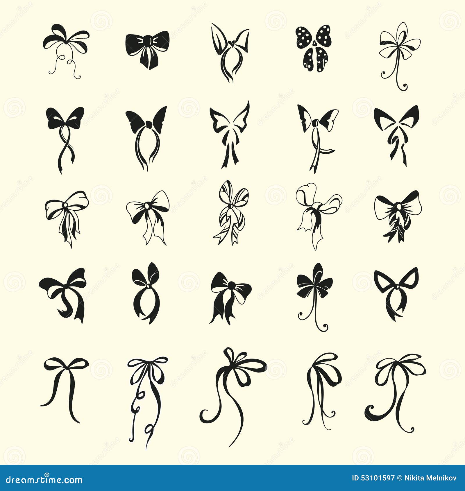 Set of bow stock vector. Illustration of loop, element - 53101597