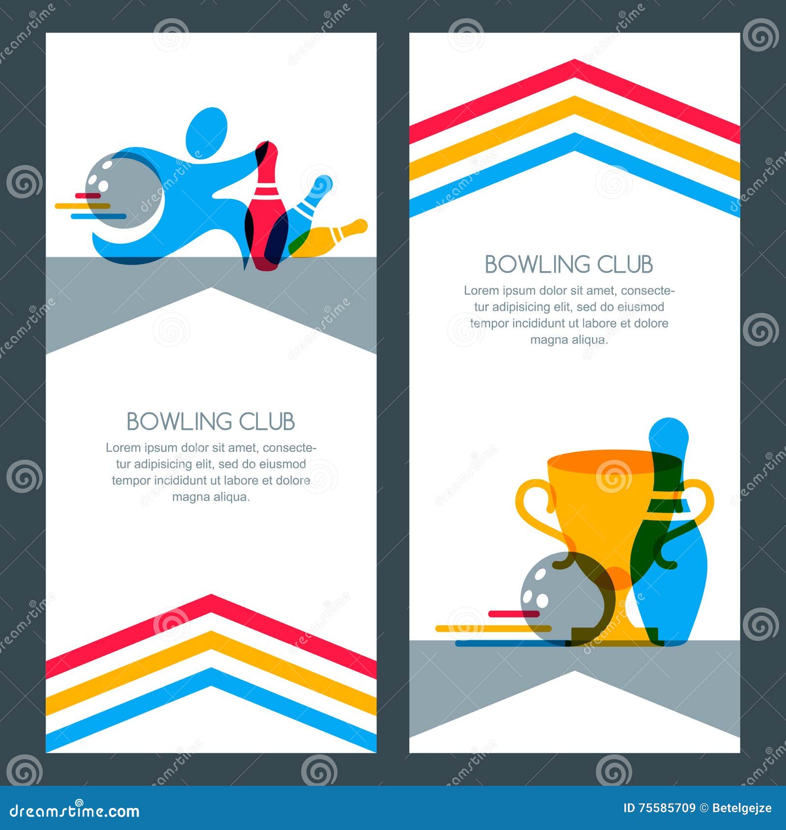 Set Of Bowling Banner Backgrounds, Poster, Flyer Or Label Design ...