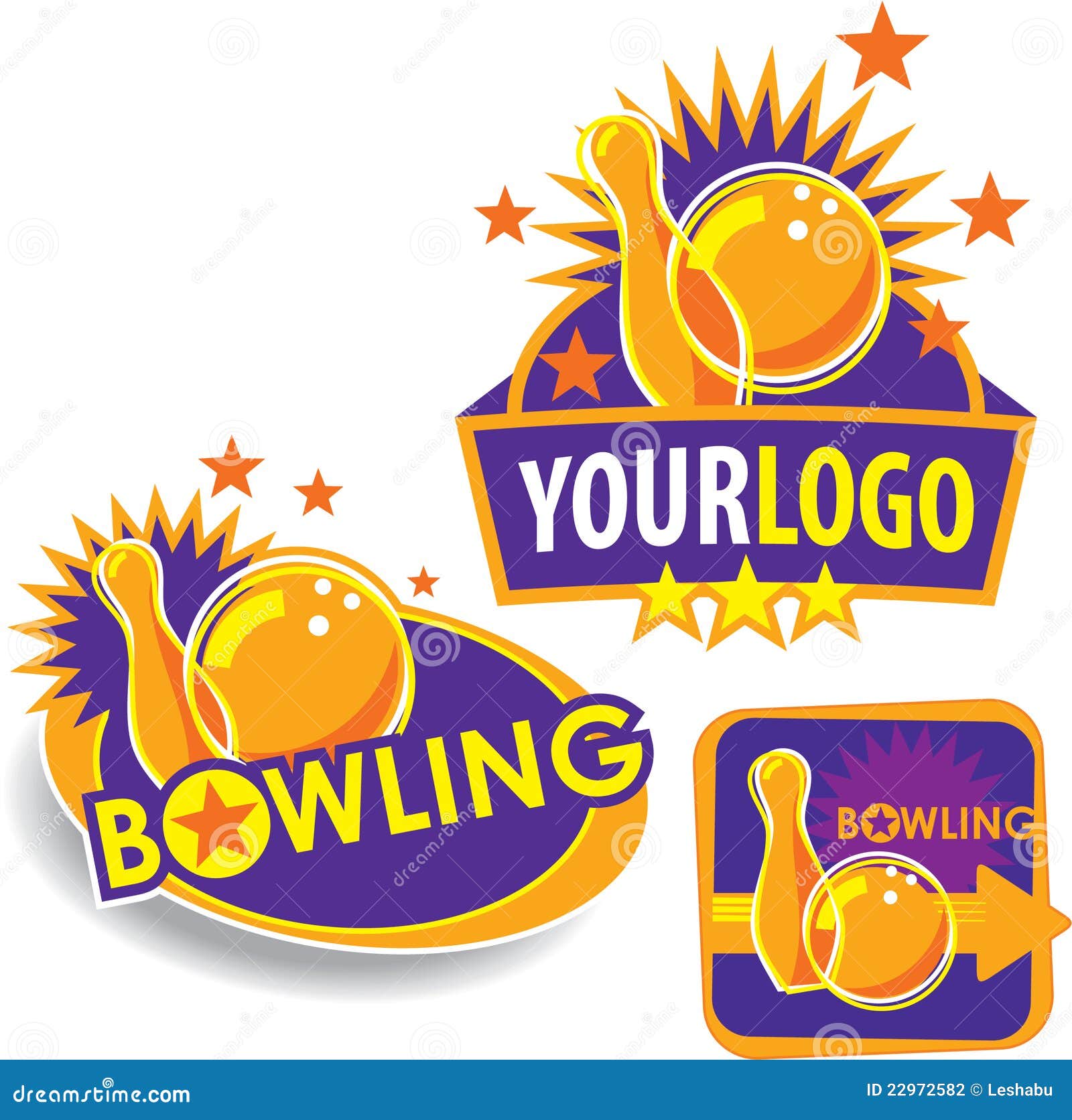 Set of Bowling Emblem/Signs Stock Vector - Illustration of yellow ...