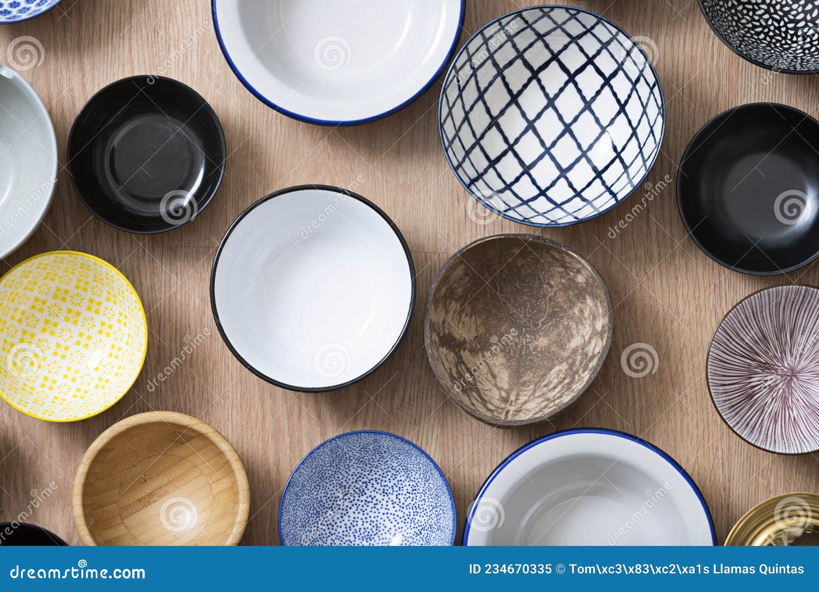 Set of Bowls of Different Colors Seen Stock Image - Image of pattern ...