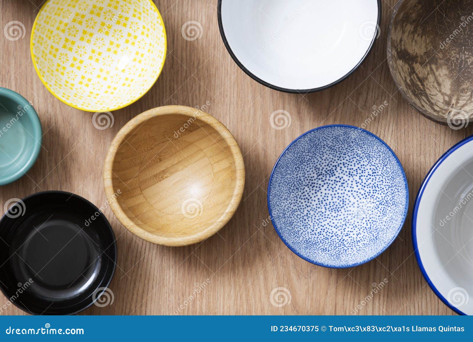Set of Bowls of Different Colors Seen Stock Image - Image of utensil ...
