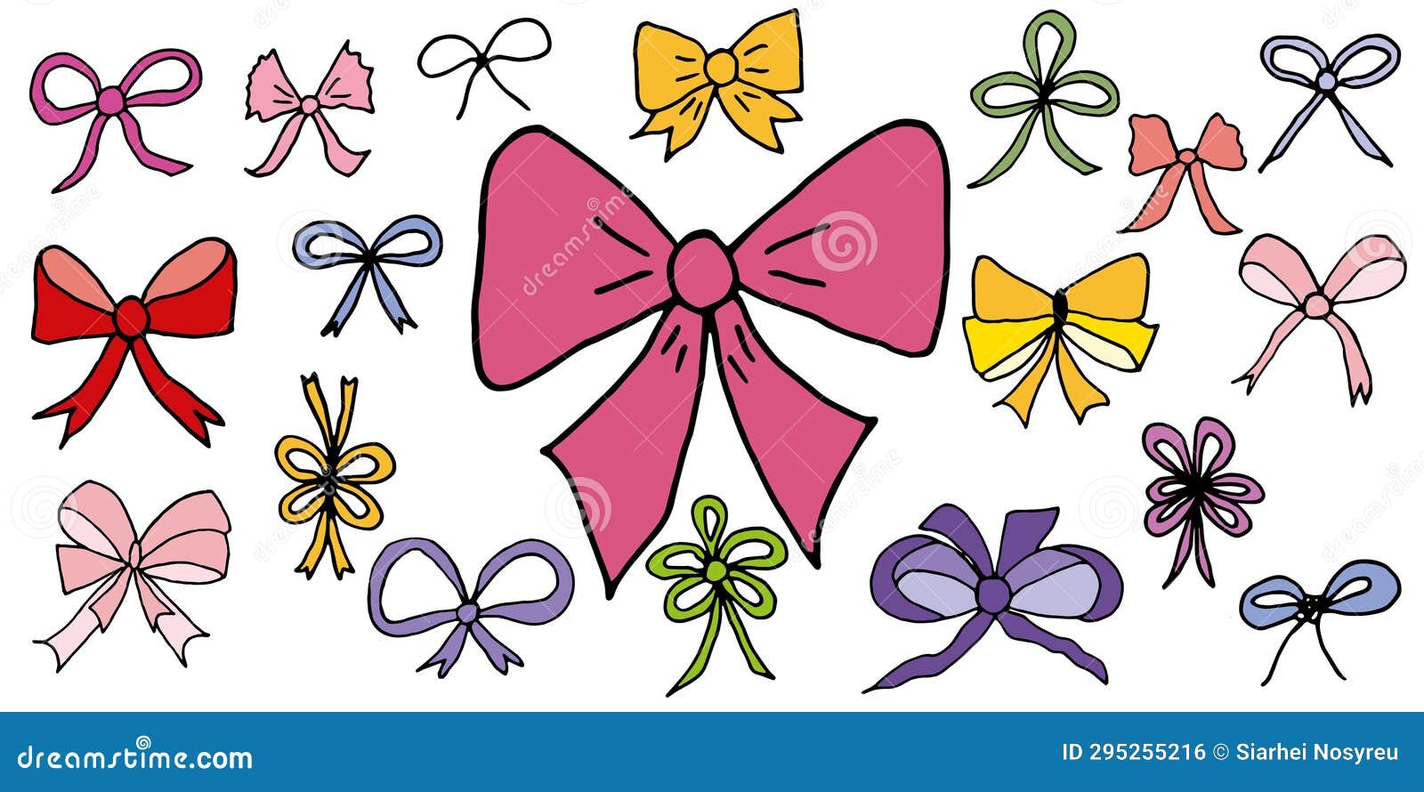 Set of Bows in Hand Drawn Style. Vector Illustration Stock Vector ...