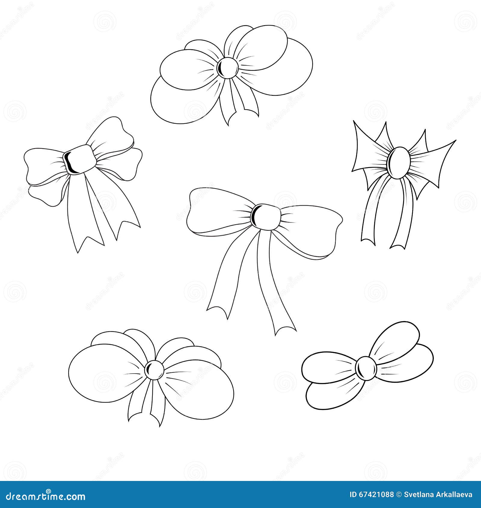 Set of Bows Outline in Vector Stock Vector - Illustration of present ...