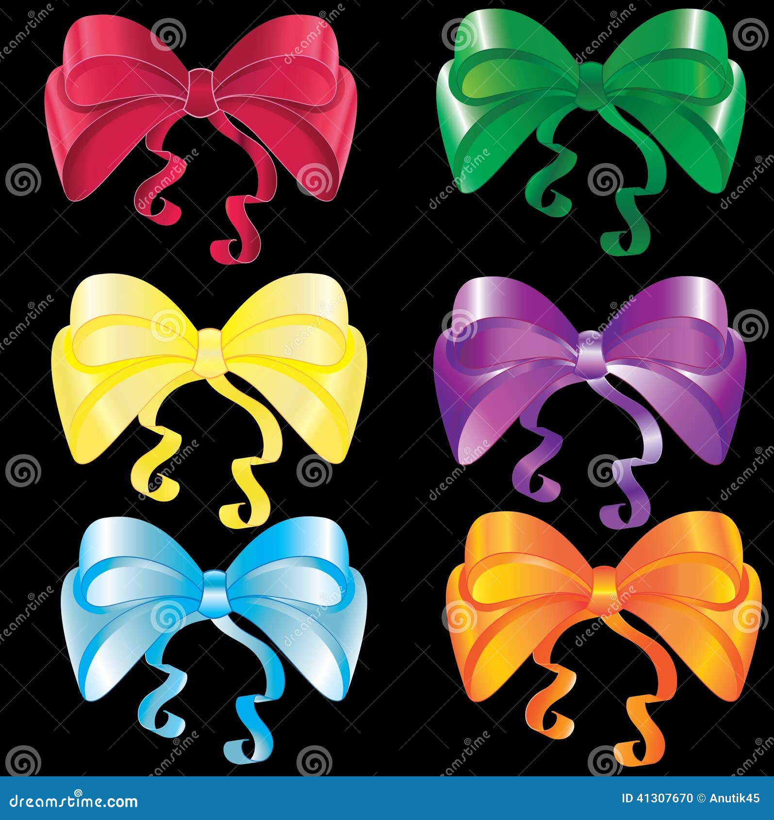 Set of bows stock illustration. Illustration of retro - 41307670