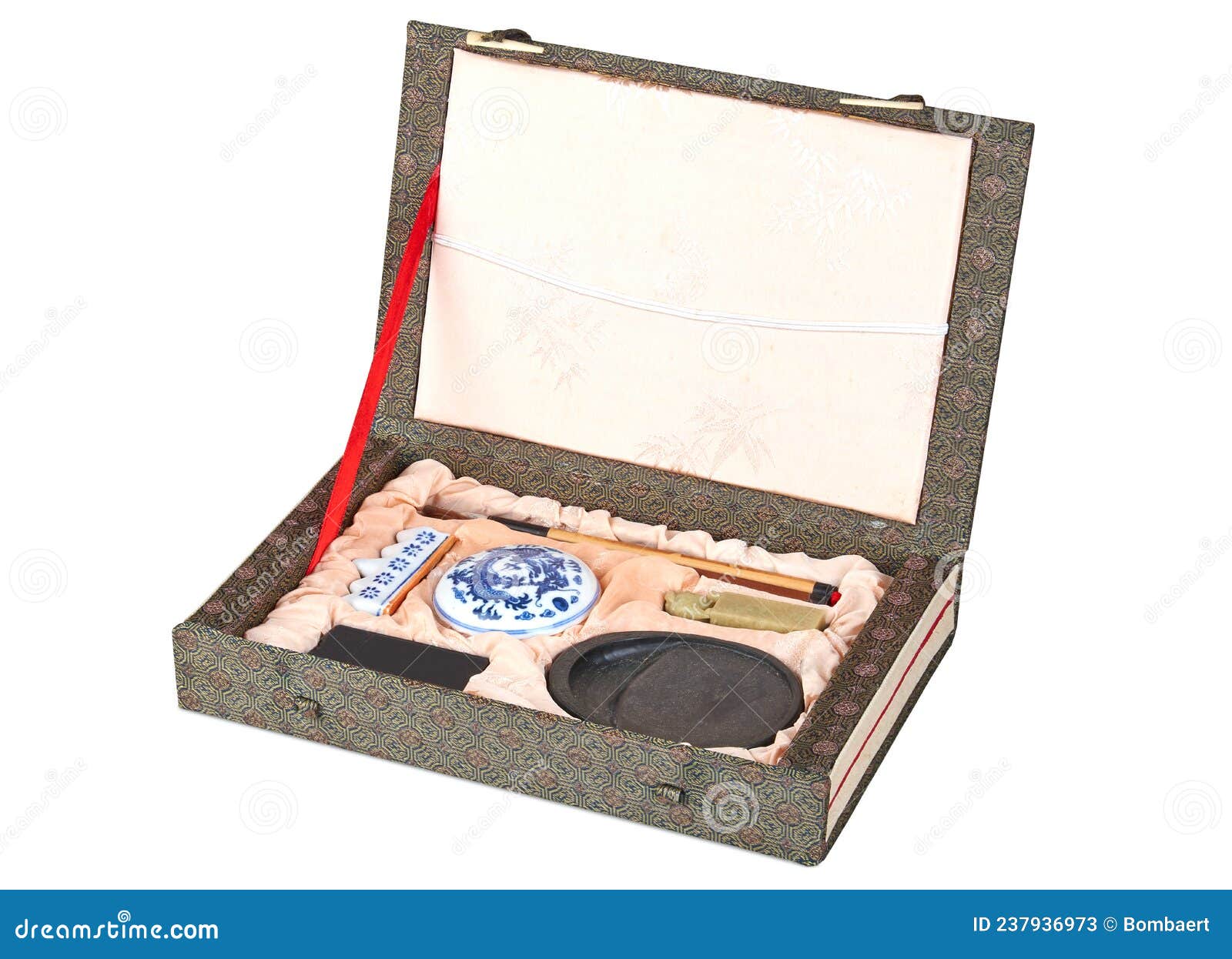 Set Box of Chinese Stationary for Calligraphy Isolated on White Stock ...