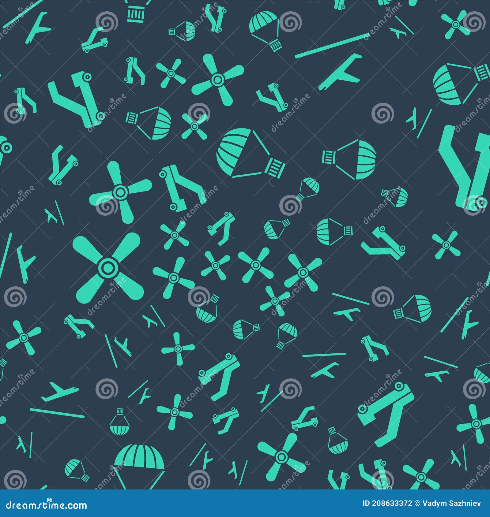 Set Box Flying On Parachute, Plane Takeoff, Plane Propeller And ...