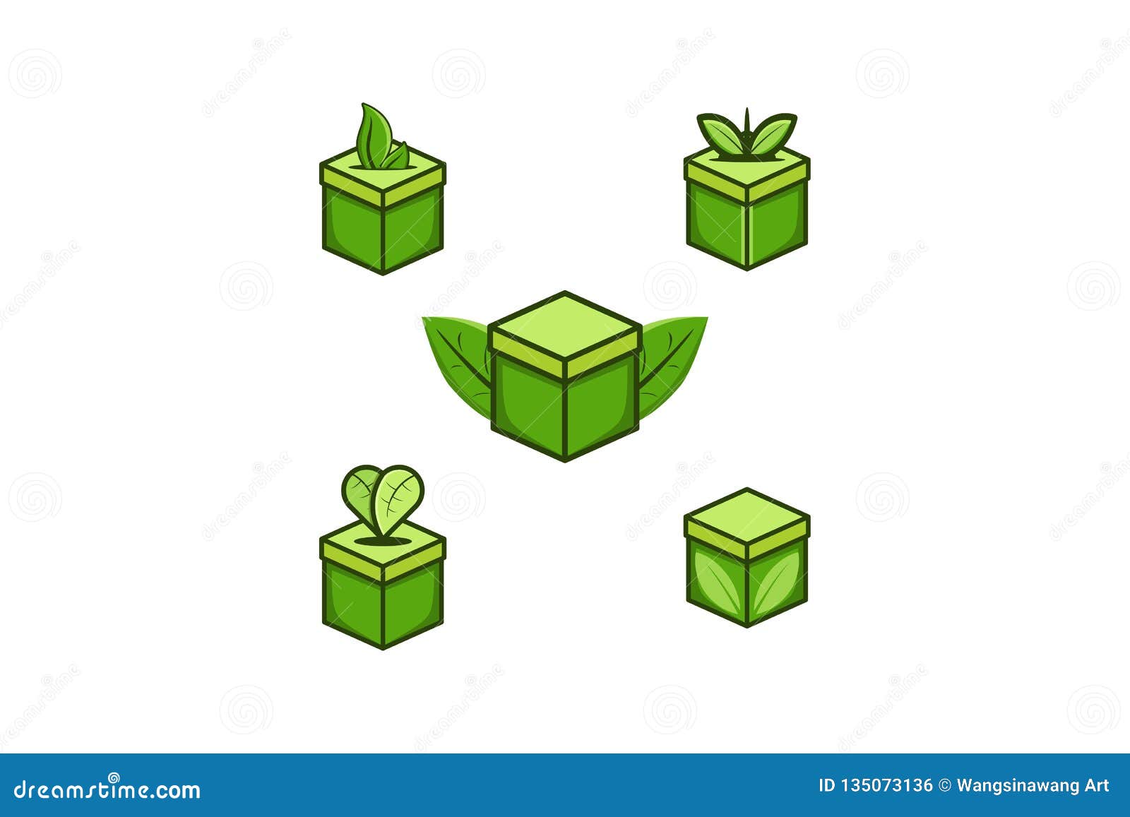 Set Box and Leaf Logo Designs Inspiration Isolated on White Background ...