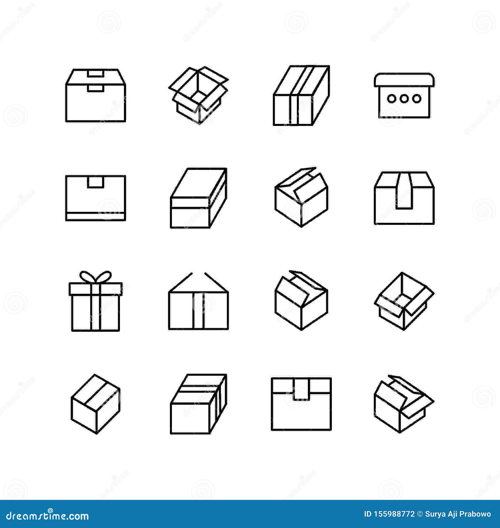 Set of Box Package Line Icon Design, Delivery Vector Illustration ...