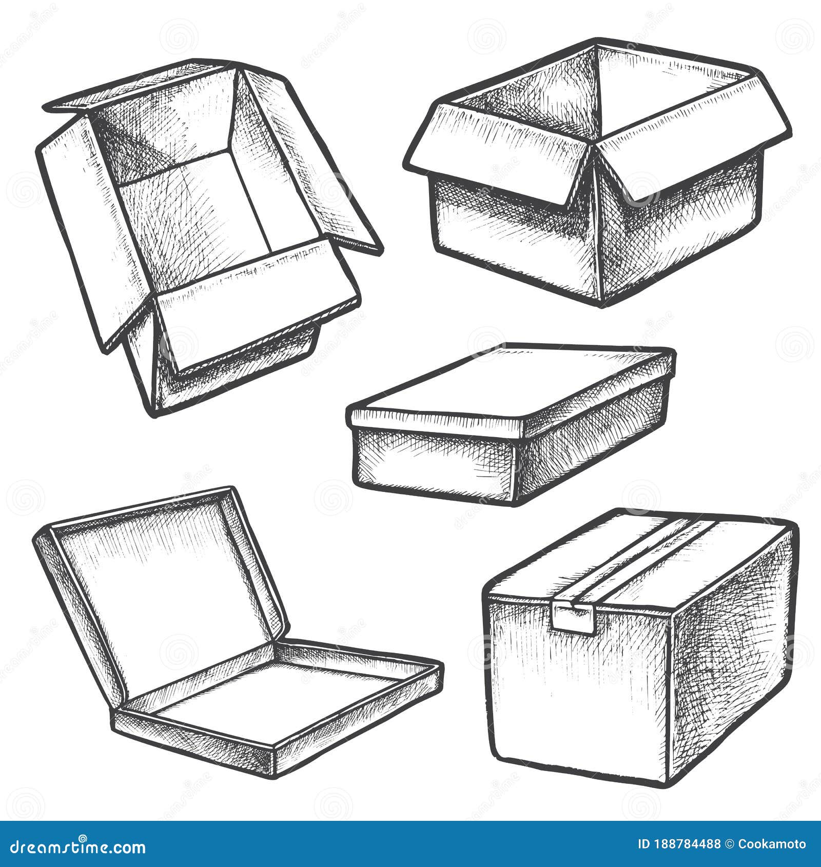 Set of Box Sketches or Cargo Containers. Package Stock Vector ...