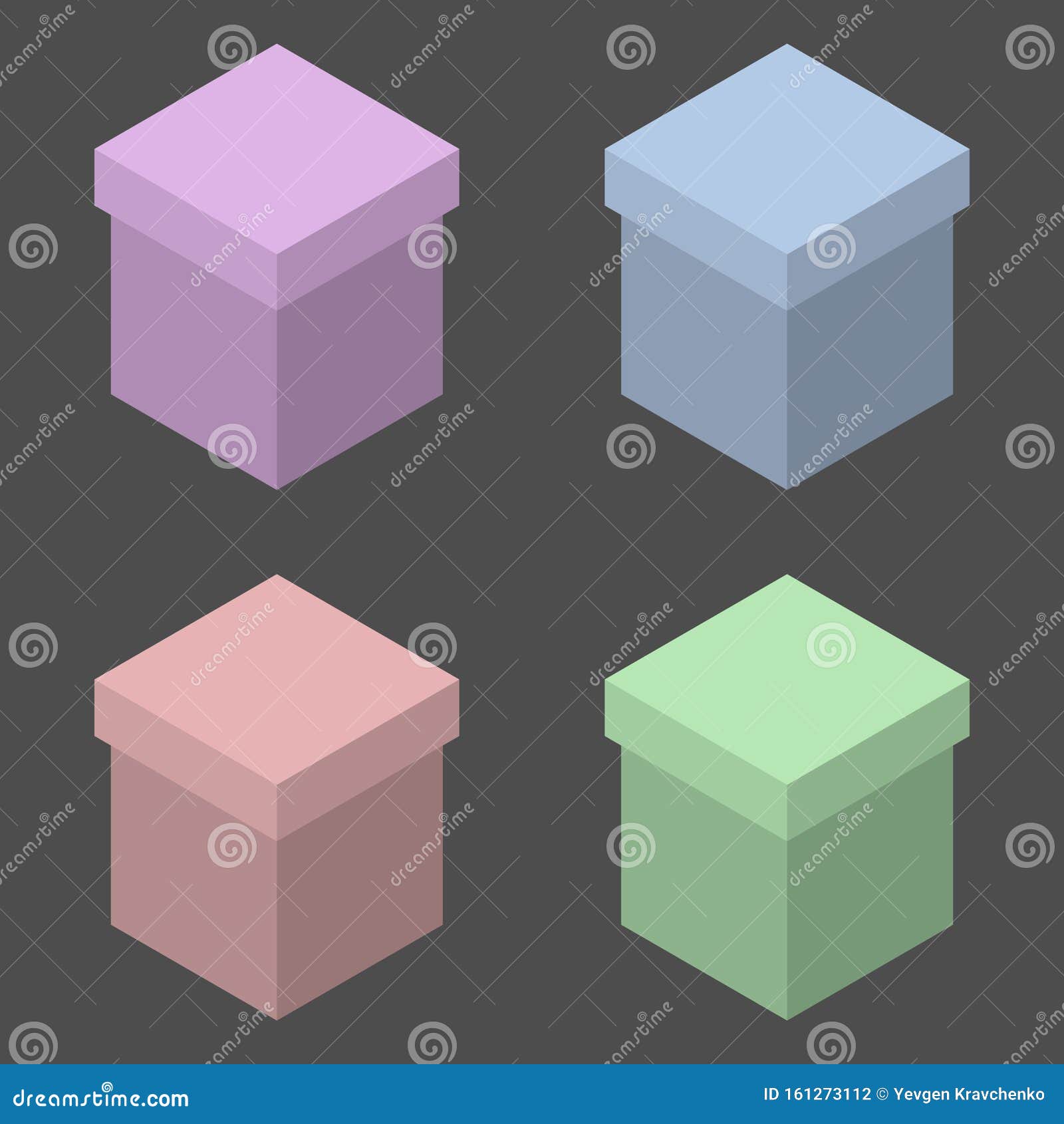 Set of Boxes of Different Colors. Carton Boxes. Stock Illustration ...