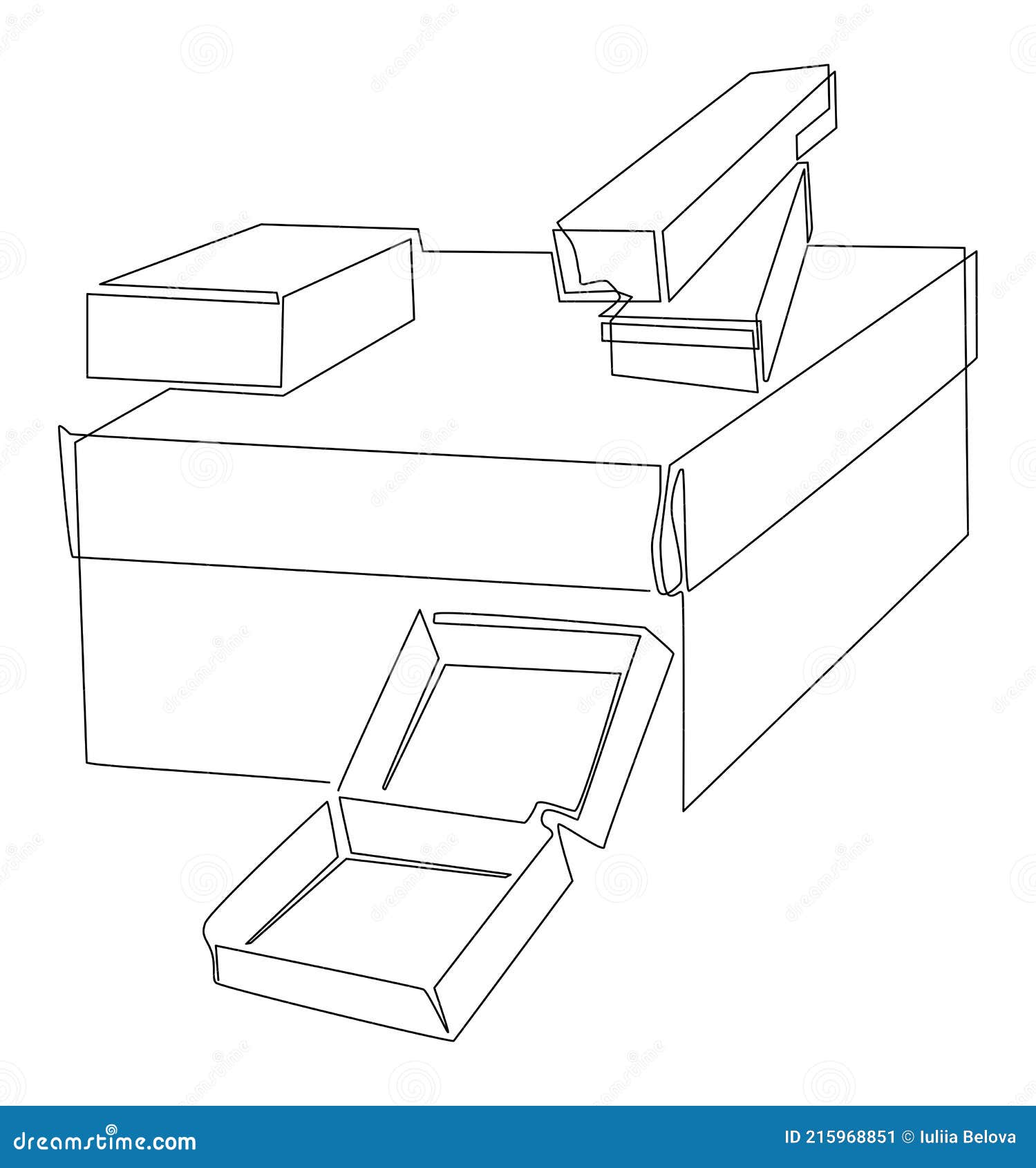 Set of Boxes of Different Sizes. Stacked Open and Closed Boxes Stock ...