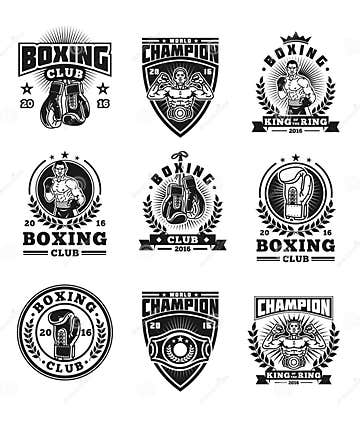 Set Boxing Badges, Stickers Isolated on White. Stock Vector ...