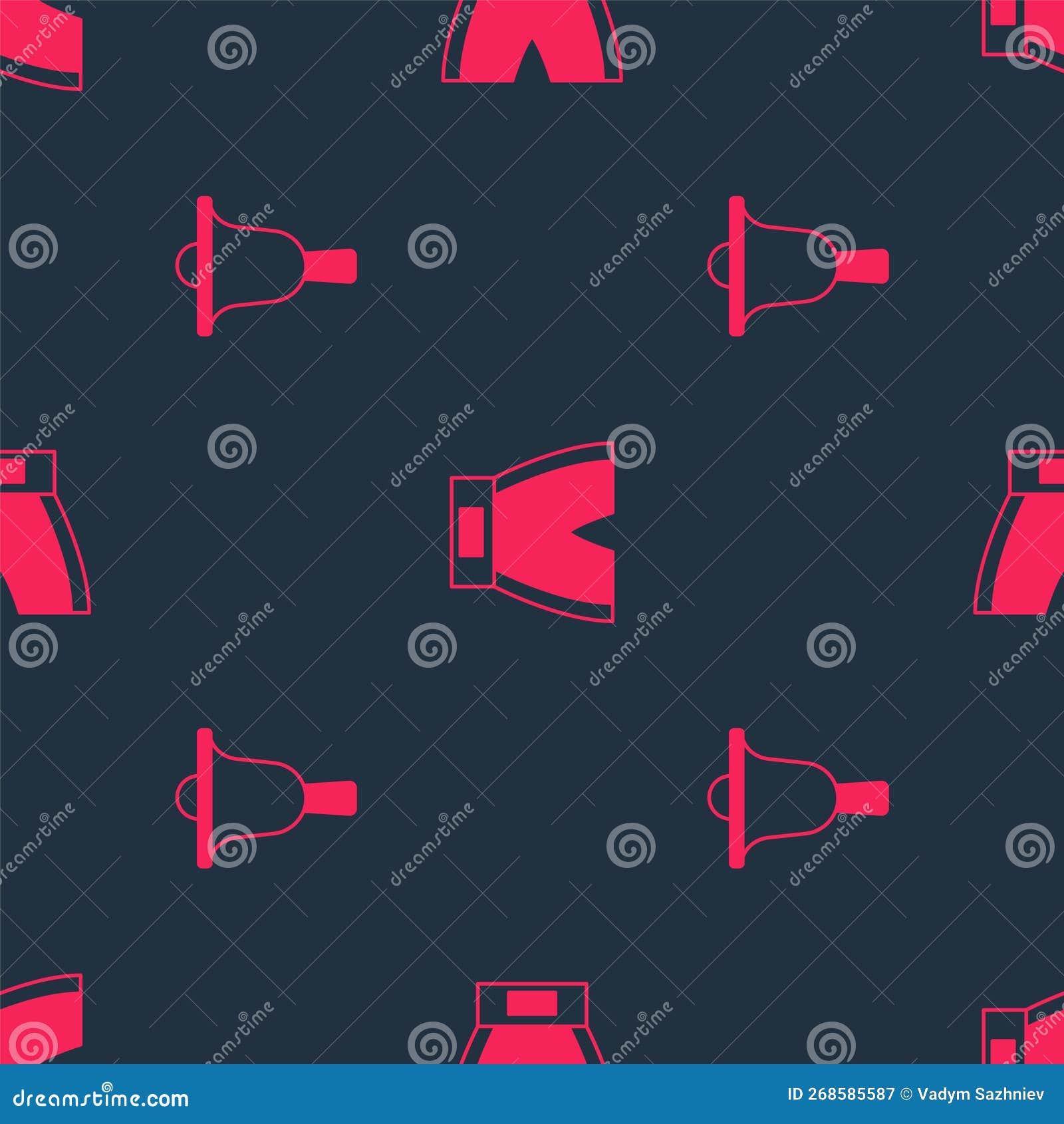 Set Boxing Bell and Short on Seamless Pattern. Vector Stock Vector ...
