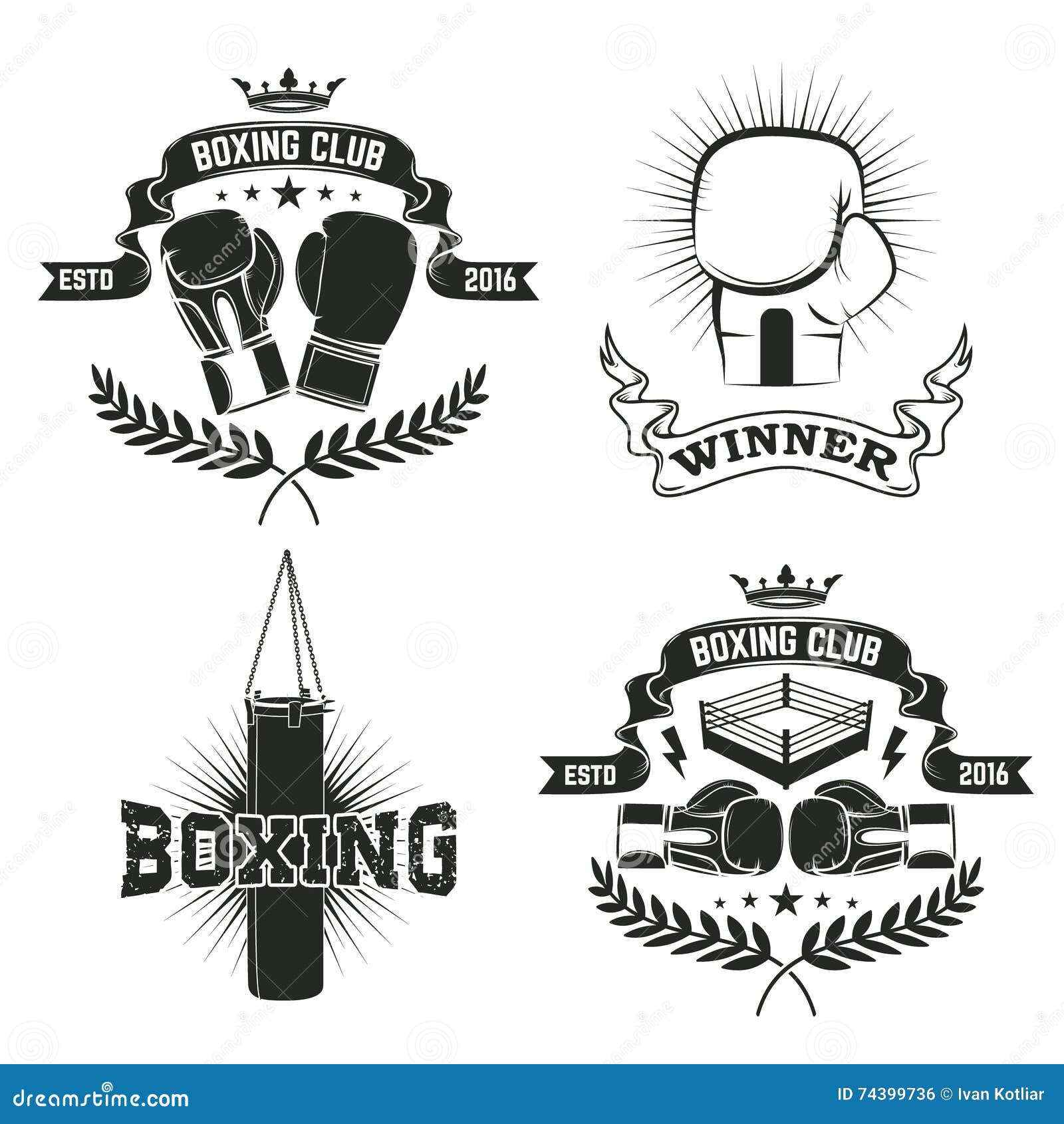 Set of the Boxing Club Labels and Badges. Stock Vector - Illustration ...