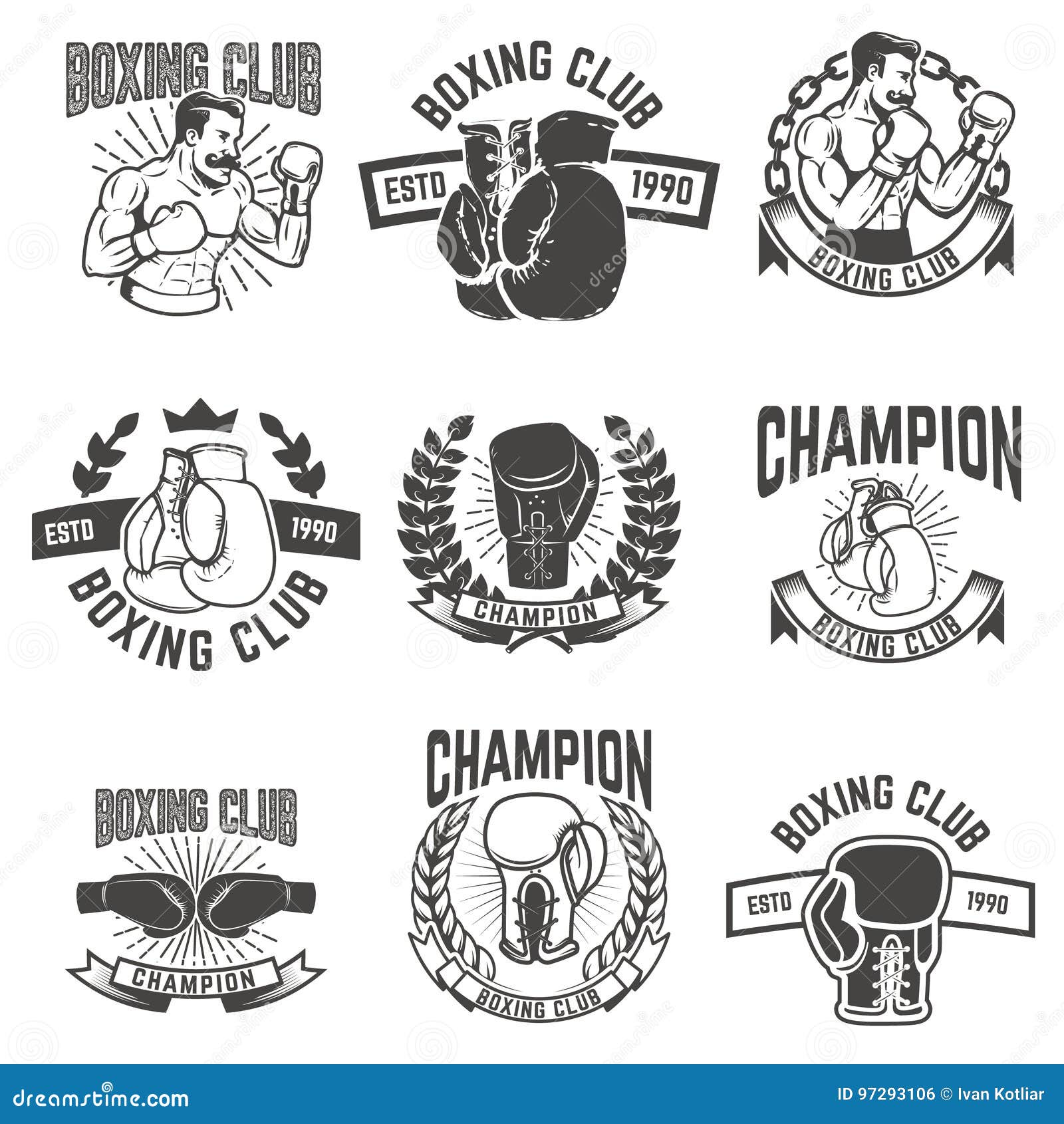 Set of Boxing Club Labels. Design Elements for Logo, Label, Stock ...