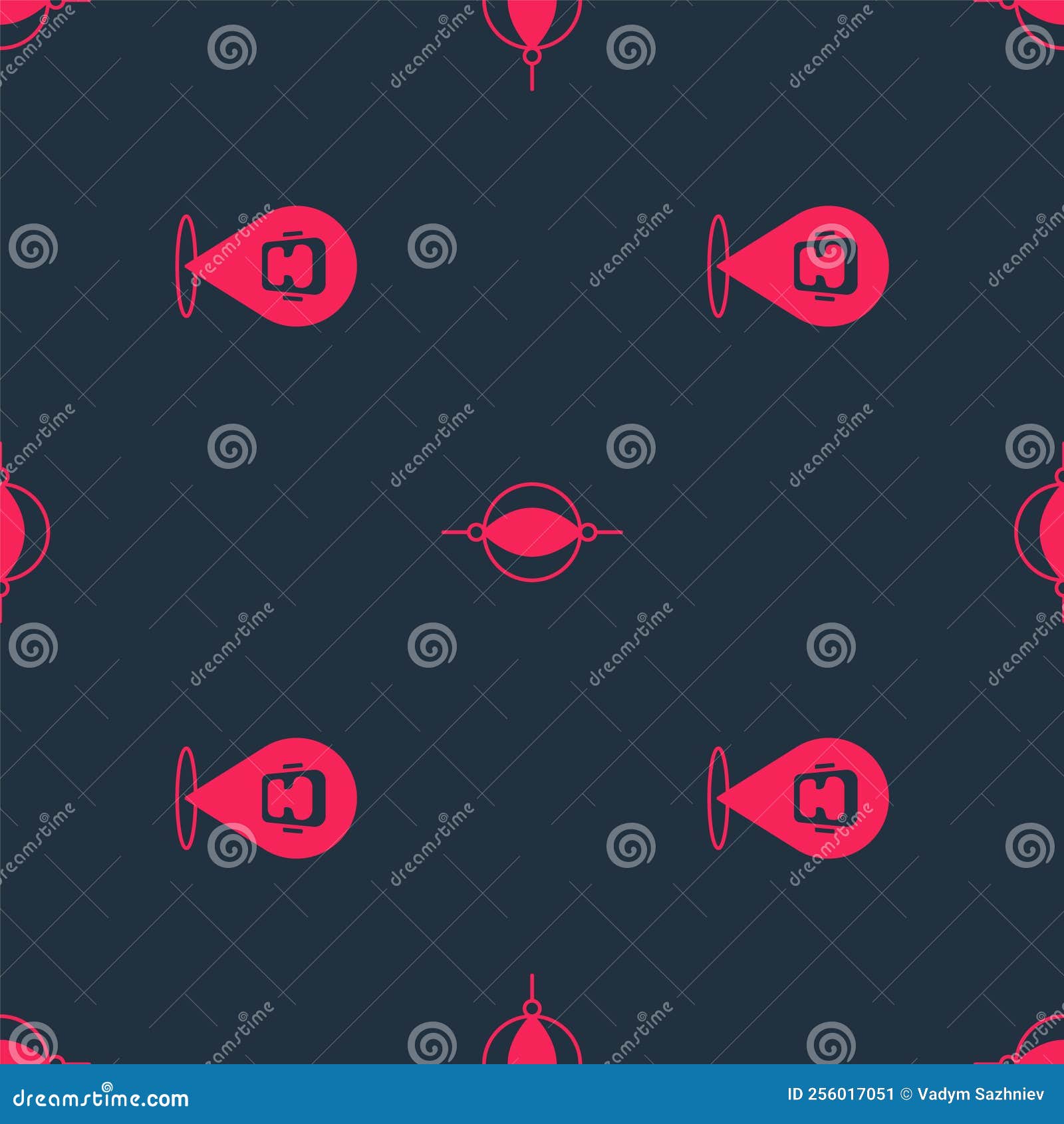 Set Boxing Helmet and Punching Bag on Seamless Pattern. Vector Stock ...