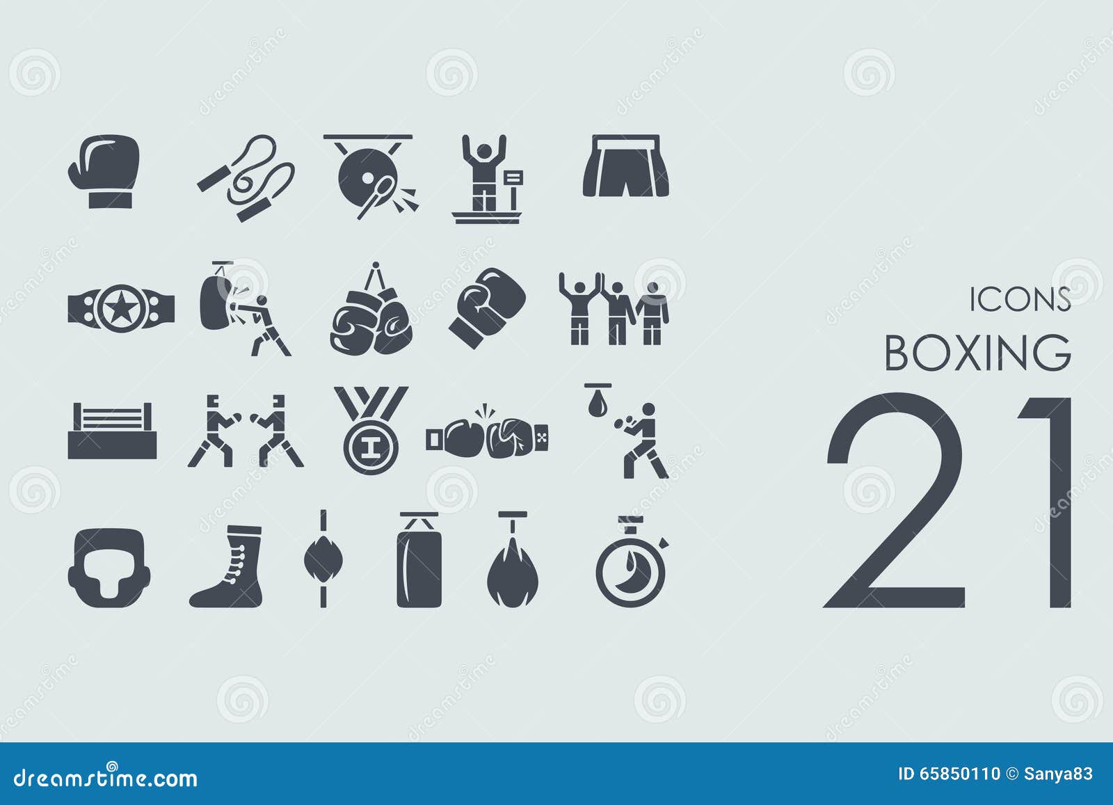 Set of boxing icons stock vector. Illustration of competition - 65850110