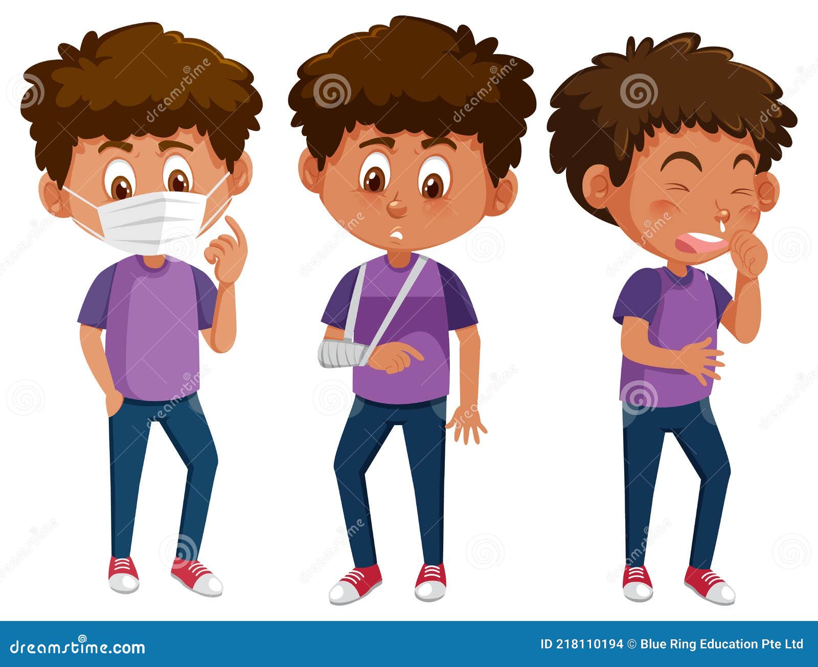 Set of a Boy Cartoon Character with Different Positions Stock Vector ...