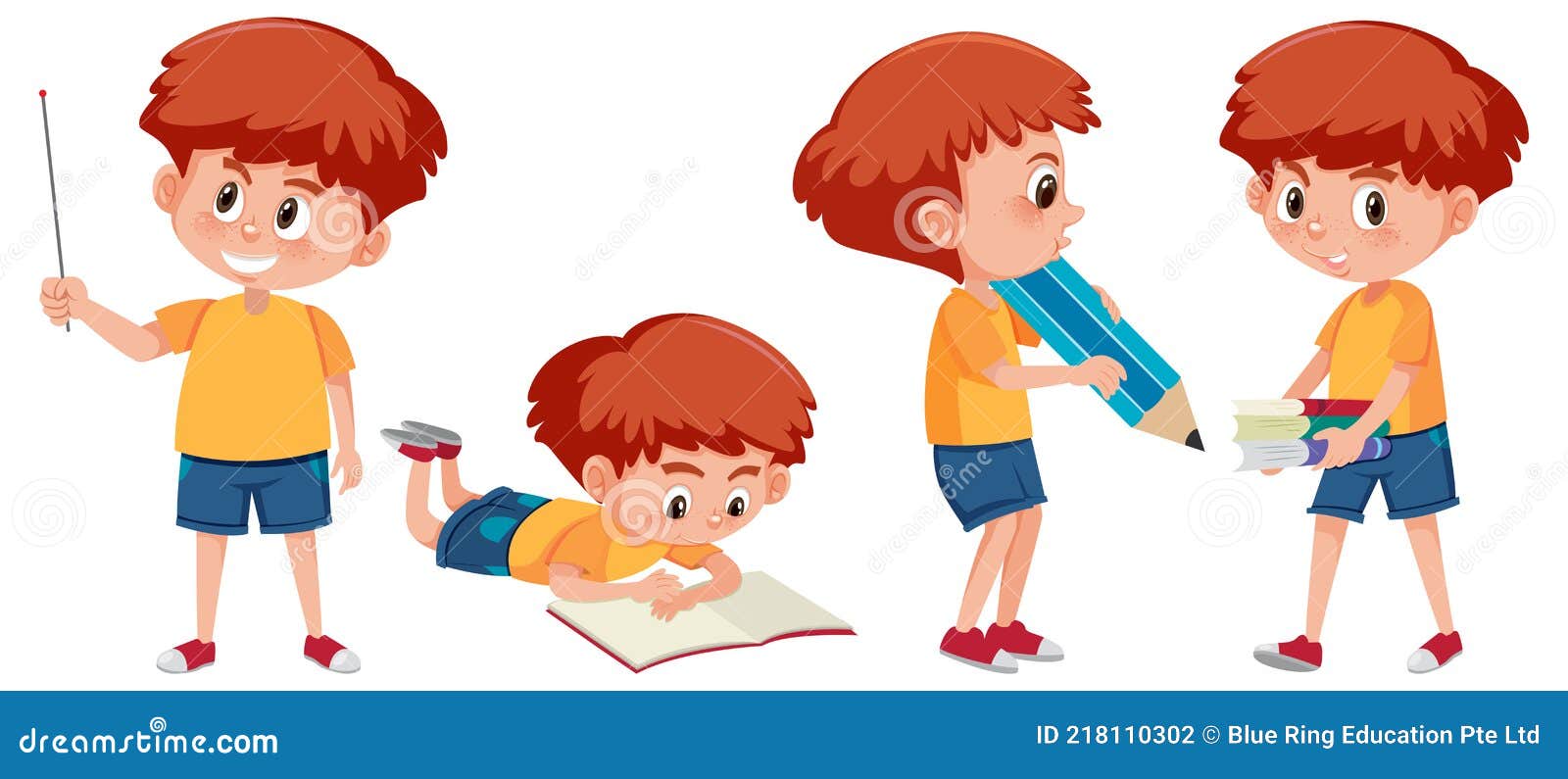 Set of a Boy Cartoon Character Doing Different Activities Stock Vector ...