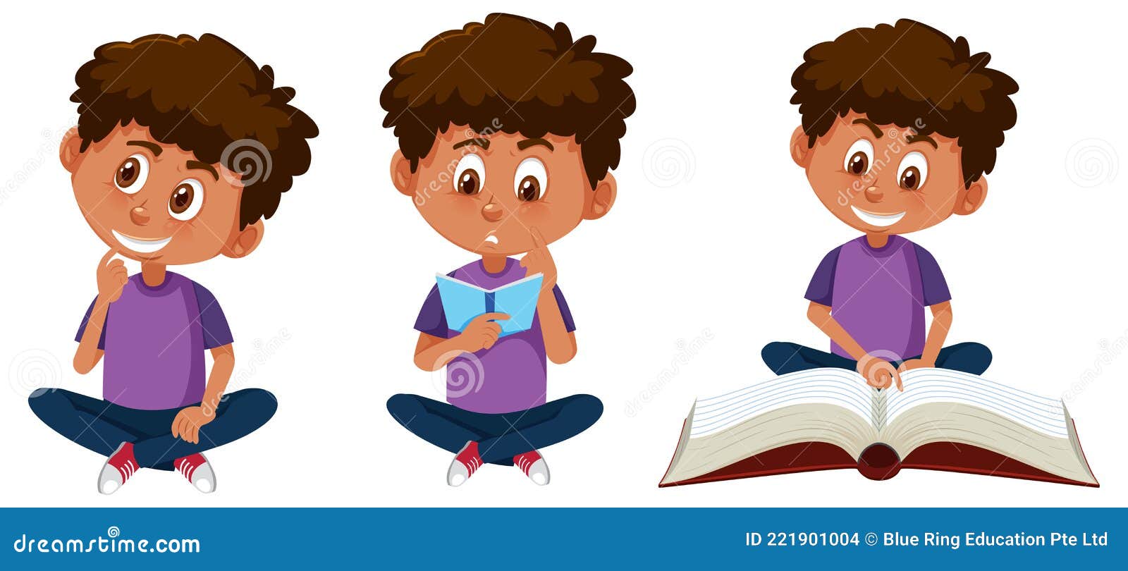Set of a Boy Cartoon Character Doing Different Activities Stock Vector ...