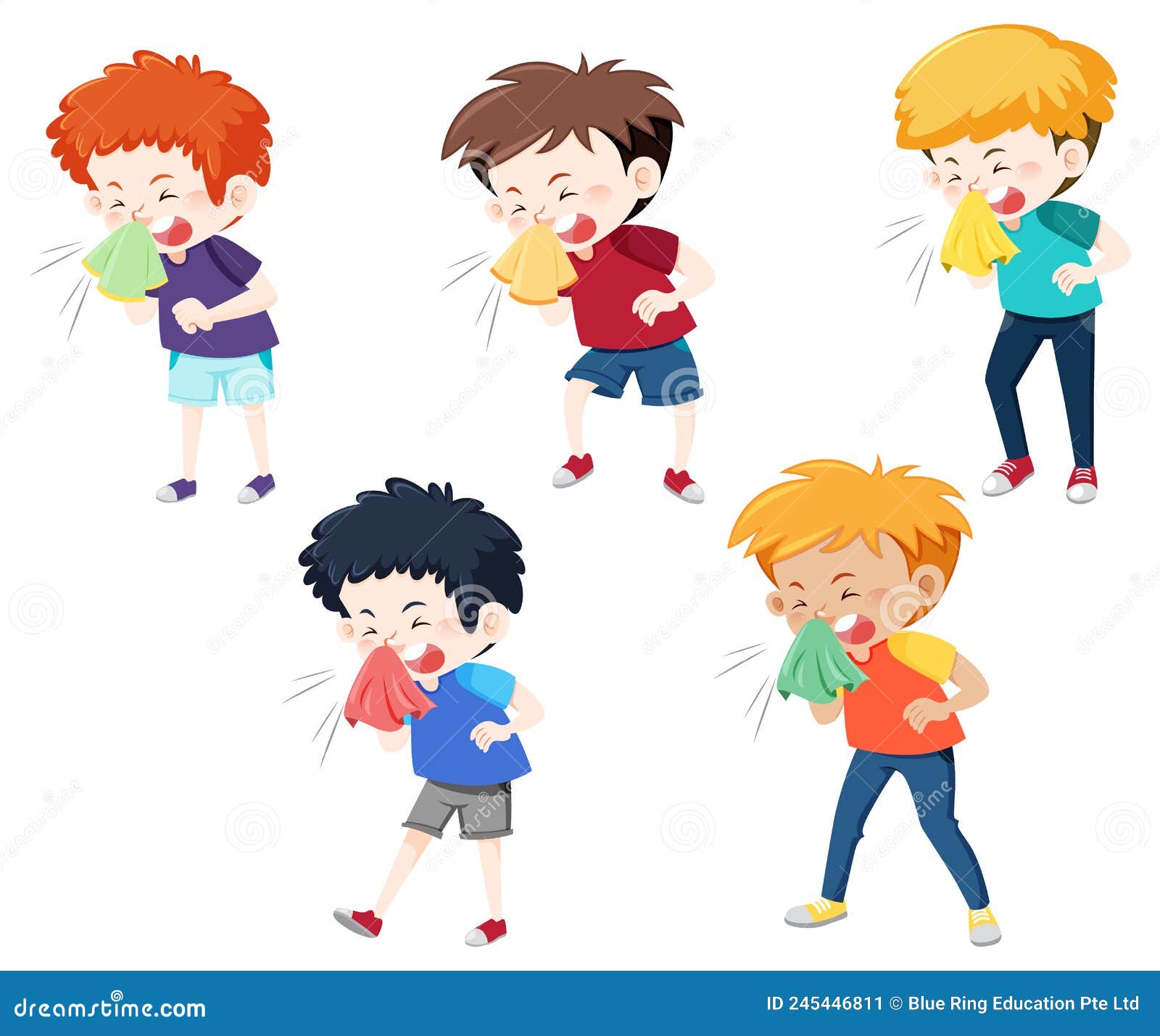 Set of Boy Cartoon Character Getting Sick Stock Vector - Illustration ...