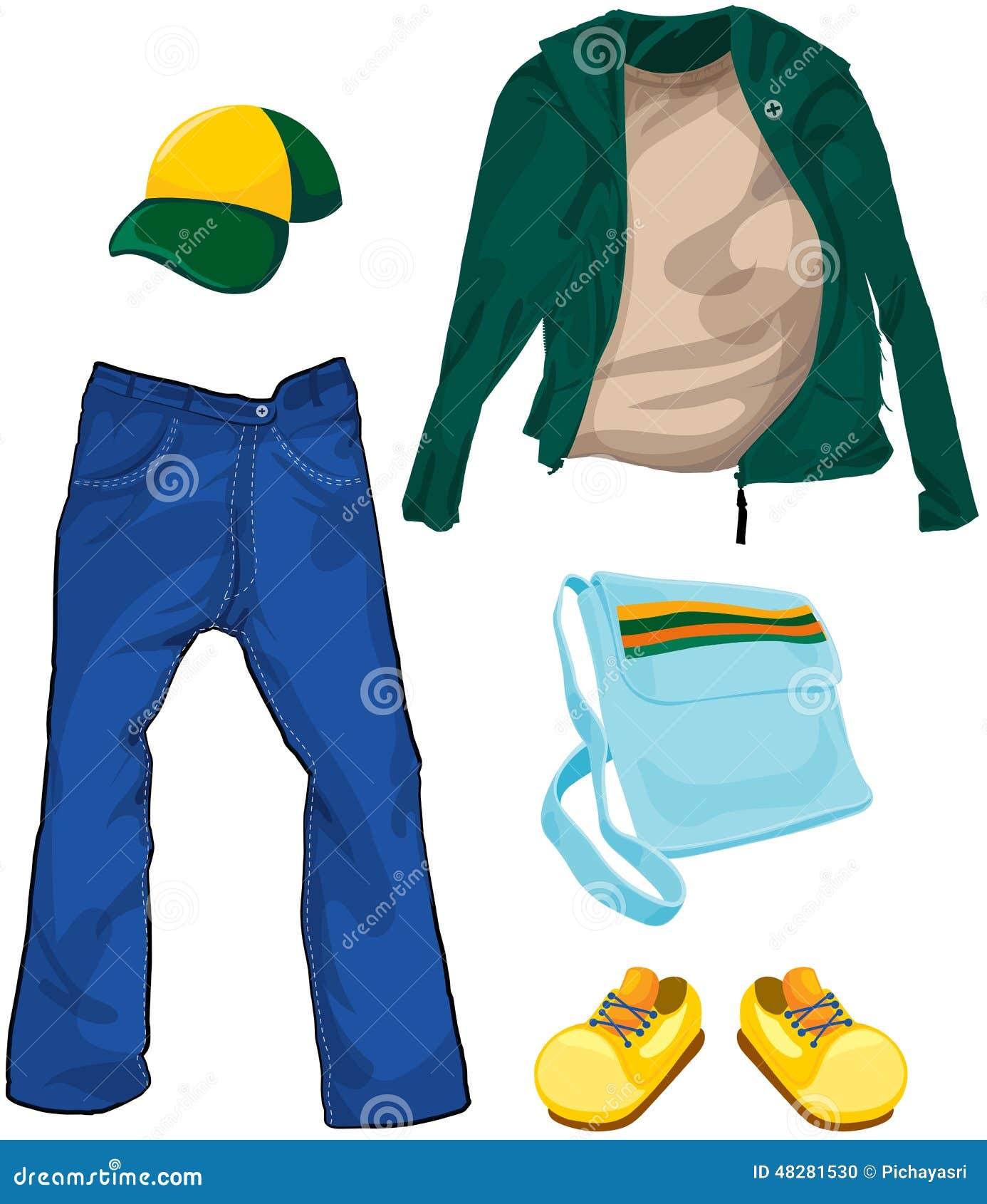 Set of boy casual clothes stock vector. Illustration of graphic - 48281530