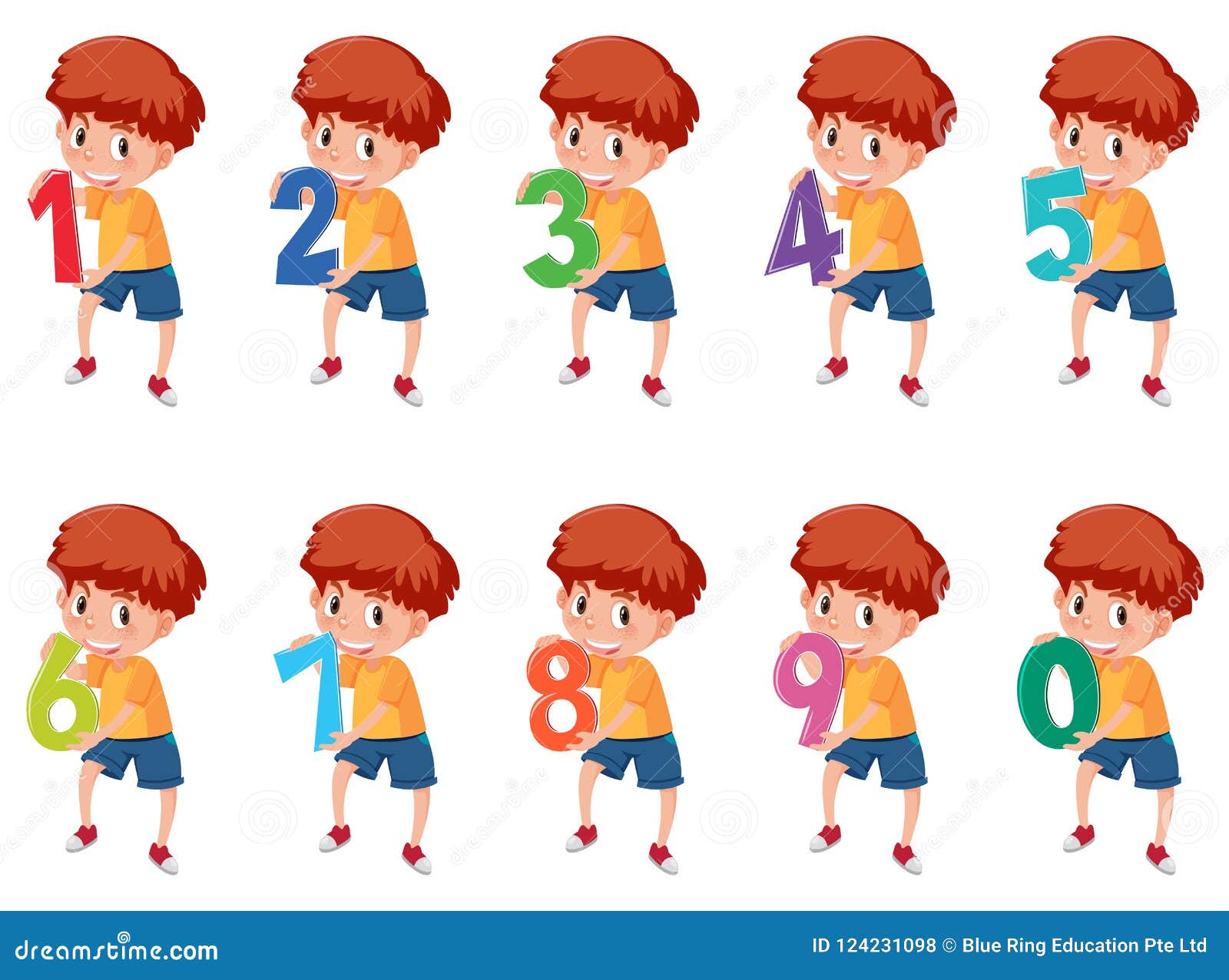 A set of boy and number stock vector. Illustration of clip - 124231098