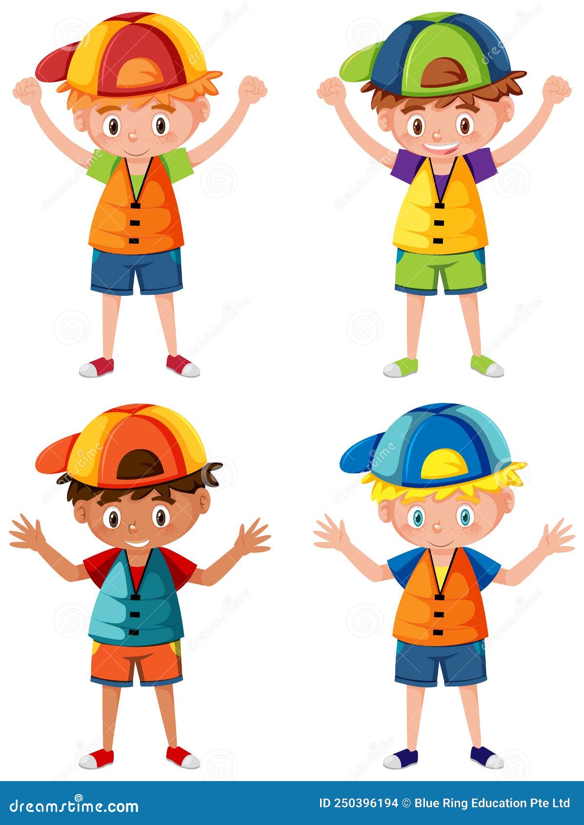 Set of Boys Wearing Life Jackets Stock Vector - Illustration of foam ...