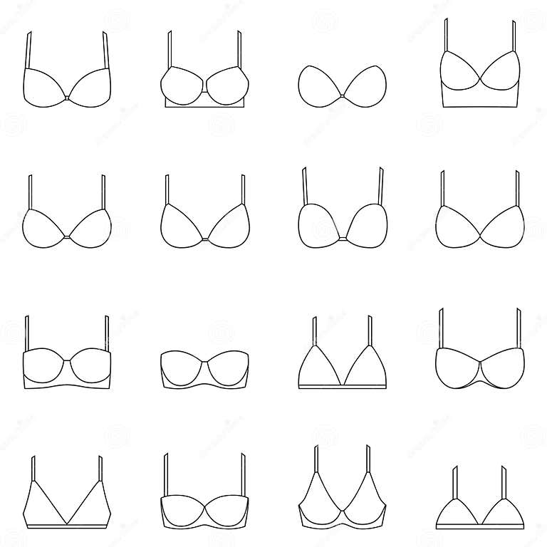 Set of Bra Icons, Vector Illustration Stock Vector - Illustration of ...