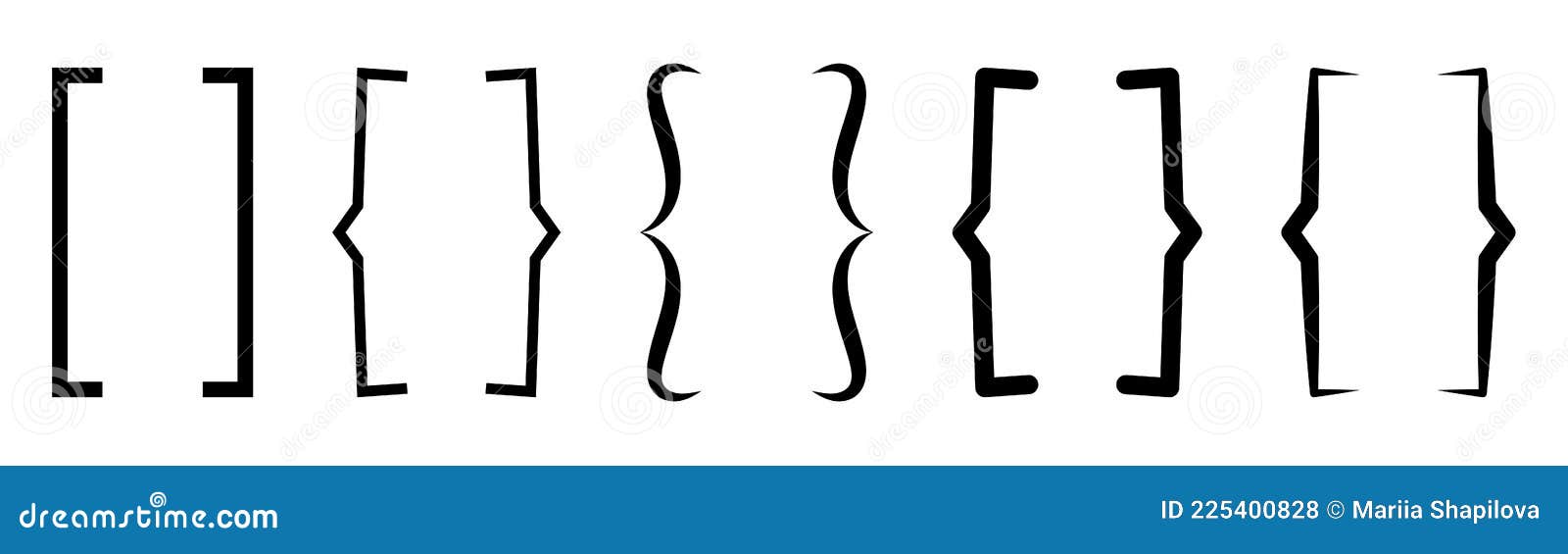 Set of Bracket Icon. Vector Black Collection Stock Vector ...